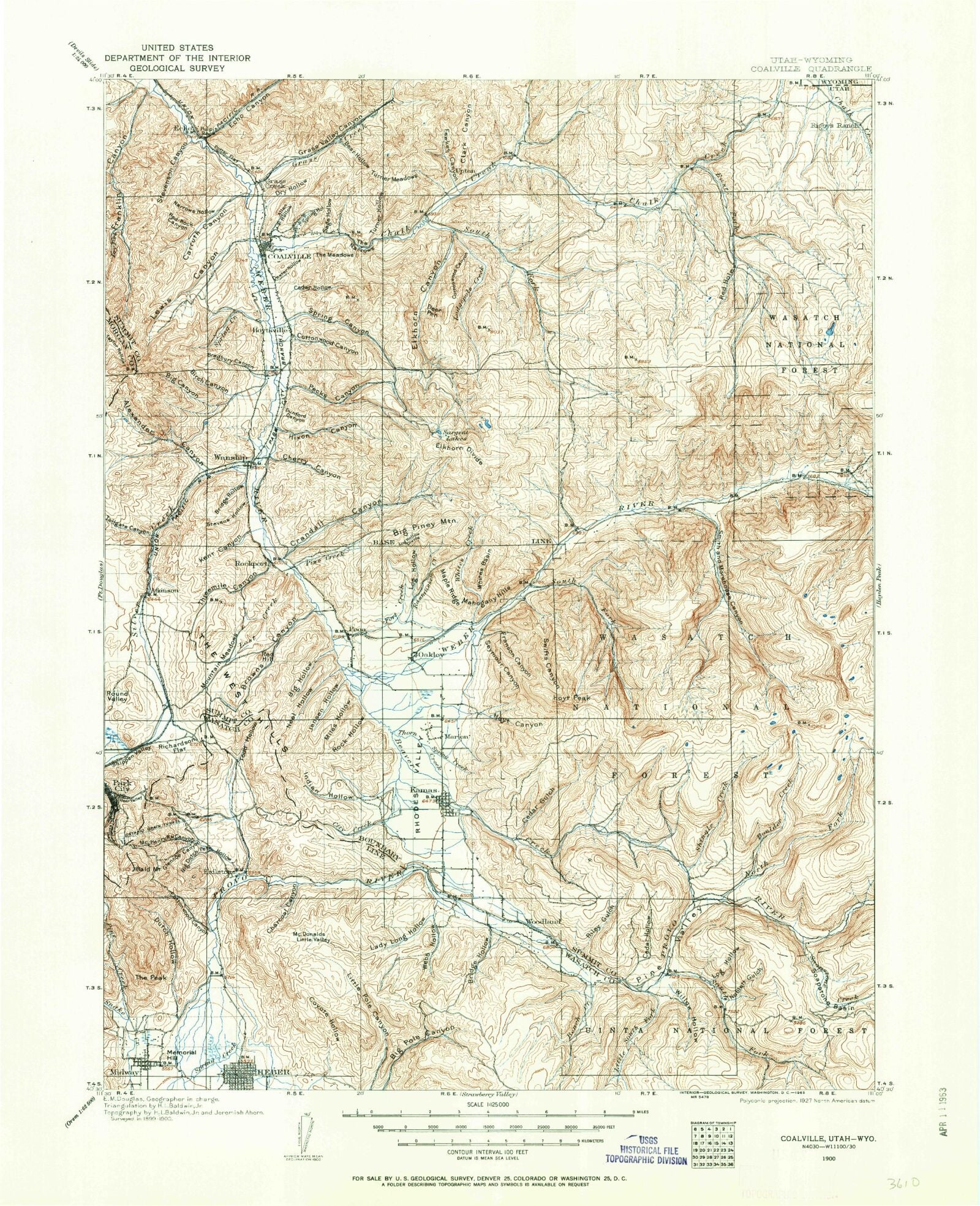 Historic 1900 Coalville Utah 30'x30' Topo Map – MyTopo Map Store