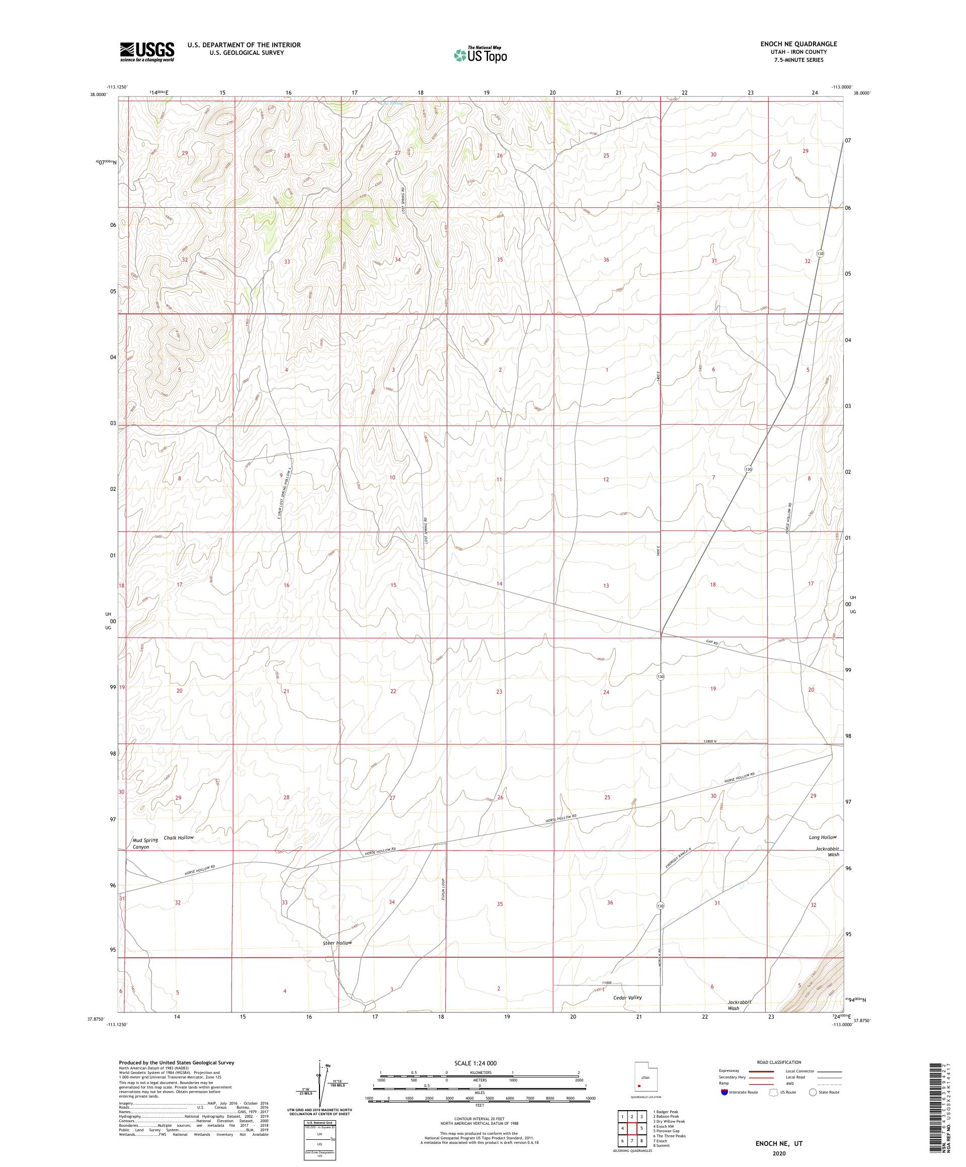 Enoch NE Utah US Topo Map – MyTopo Map Store