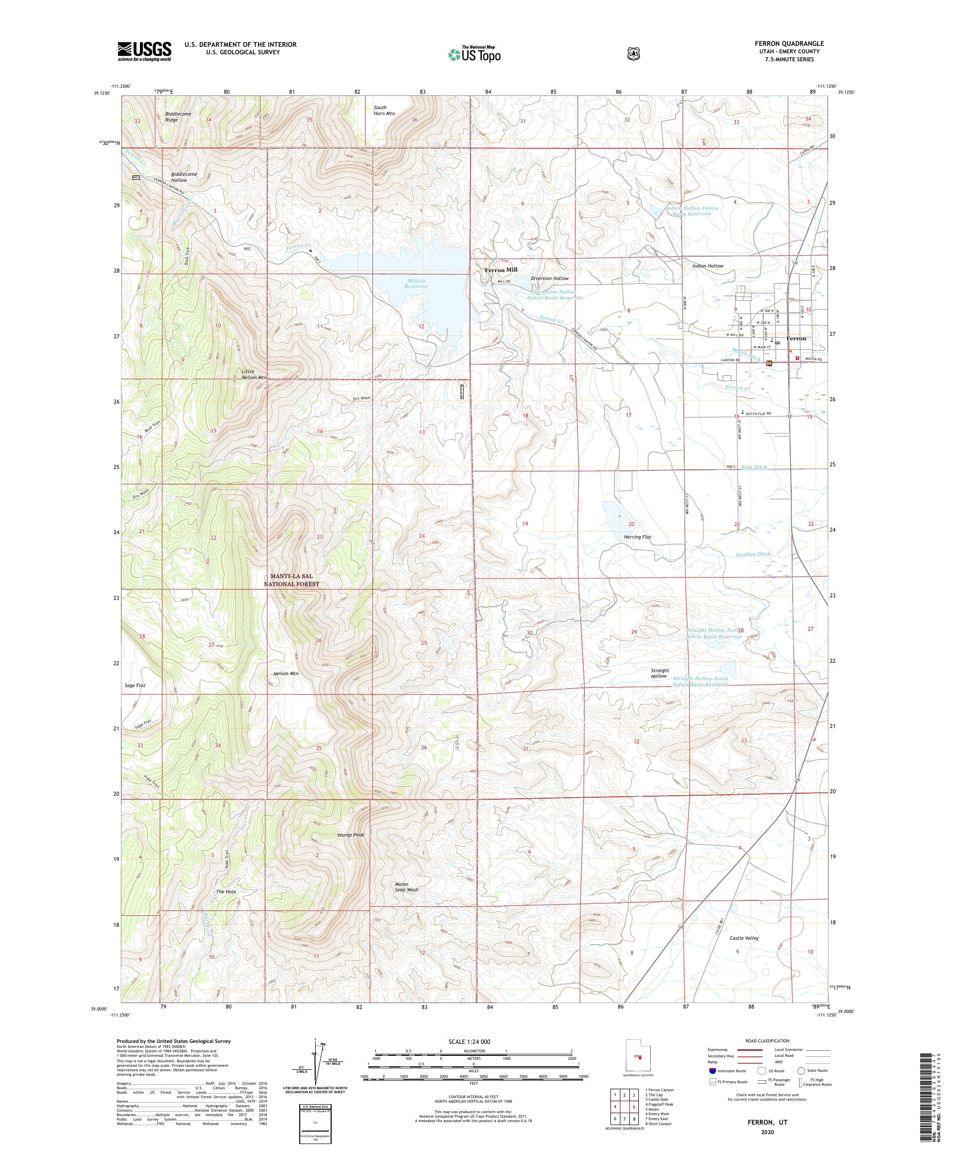 Ferron Utah US Topo Map – MyTopo Map Store