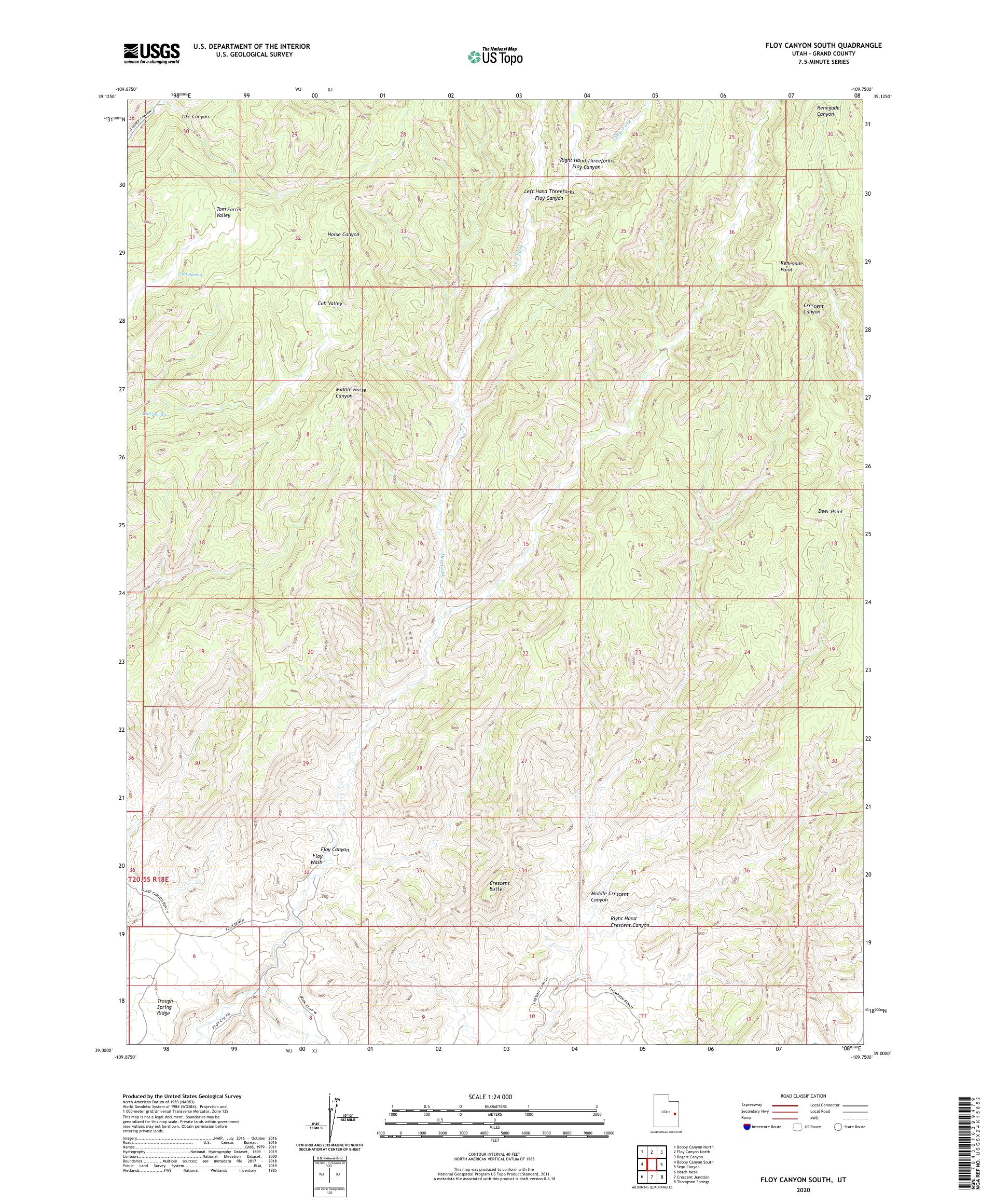 Floy Canyon South Utah US Topo Map – MyTopo Map Store