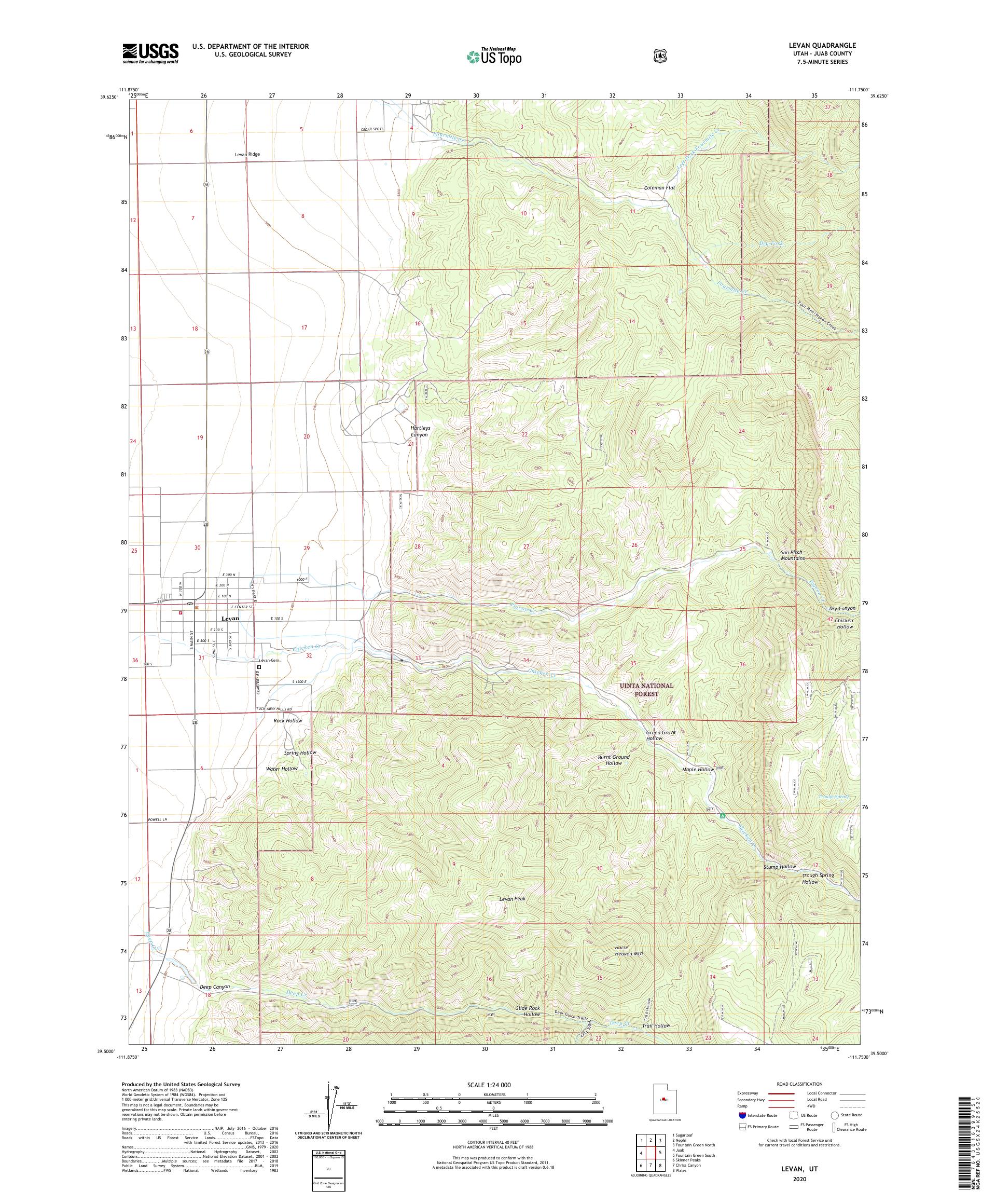 Levan Utah US Topo Map – MyTopo Map Store