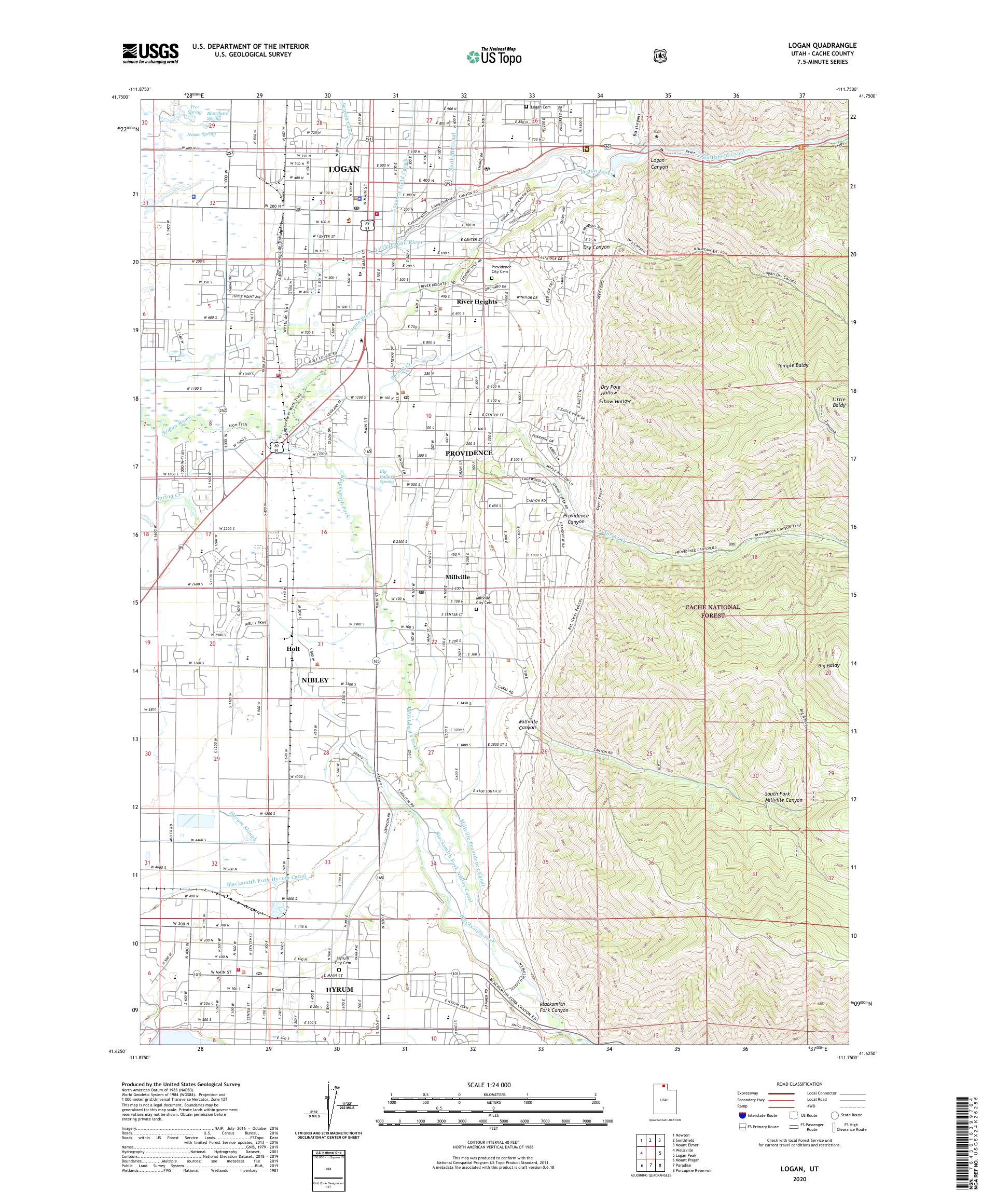 Logan Utah US Topo Map – MyTopo Map Store