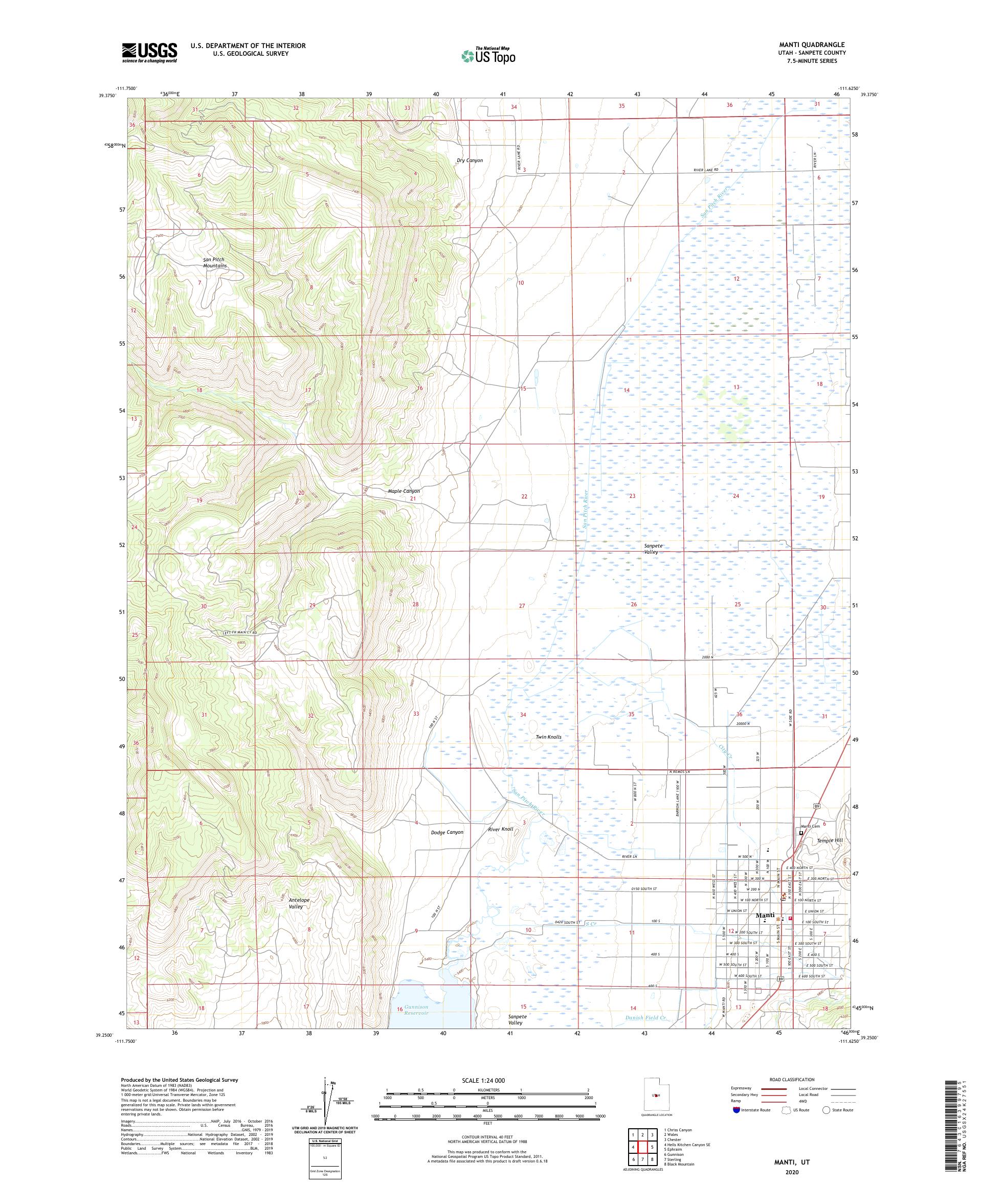 Manti Utah US Topo Map – MyTopo Map Store
