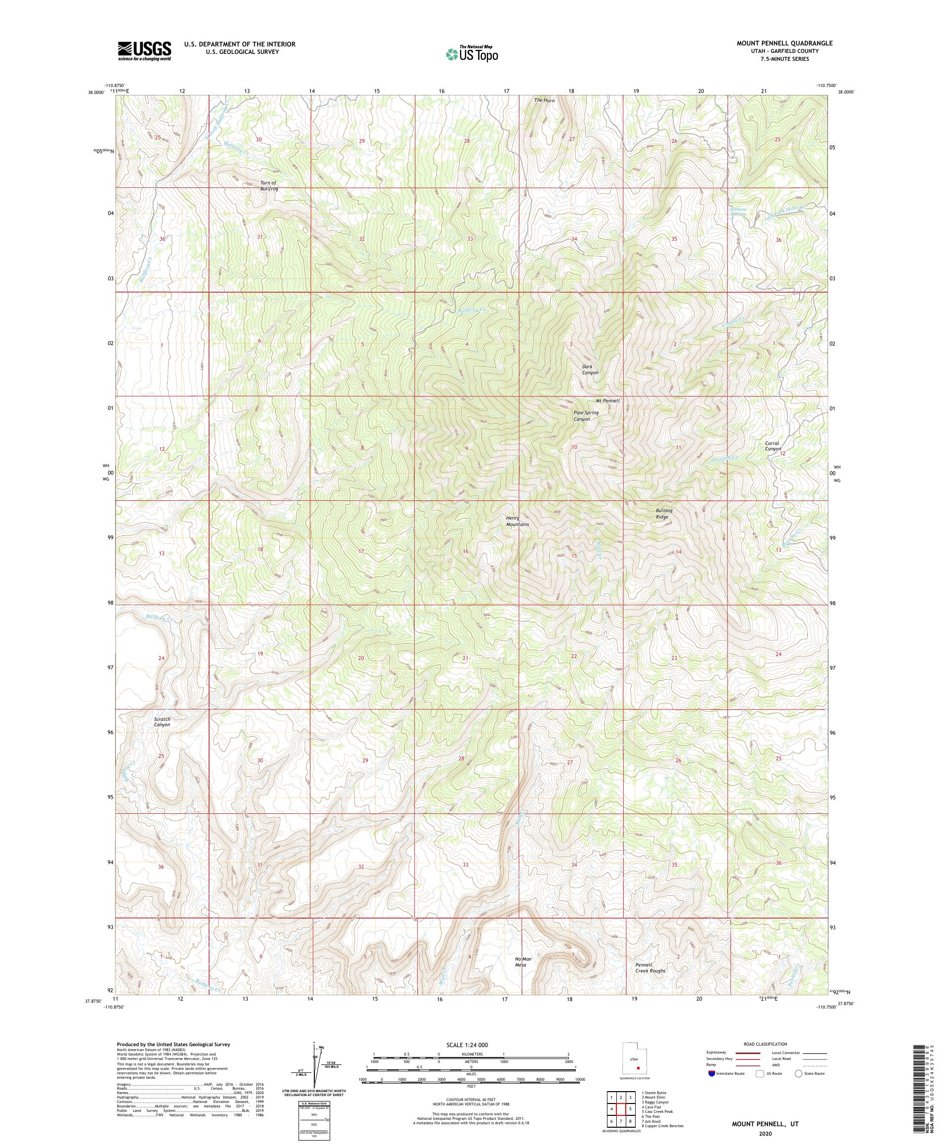 Mount Pennell Utah US Topo Map – MyTopo Map Store