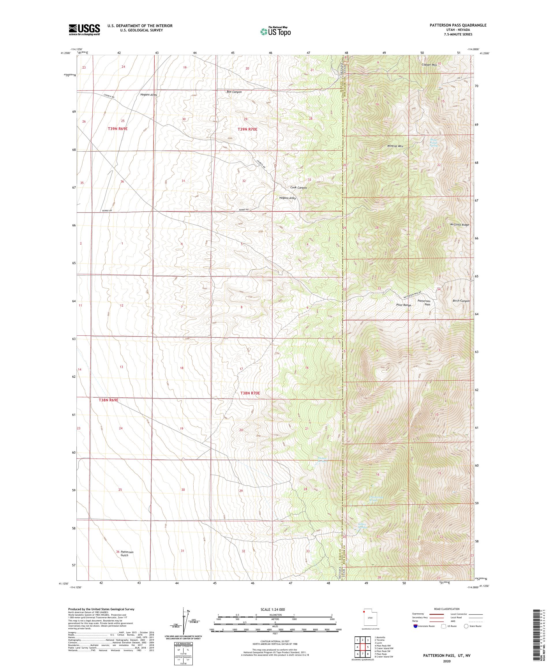 Patterson Pass Utah US Topo Map – MyTopo Map Store