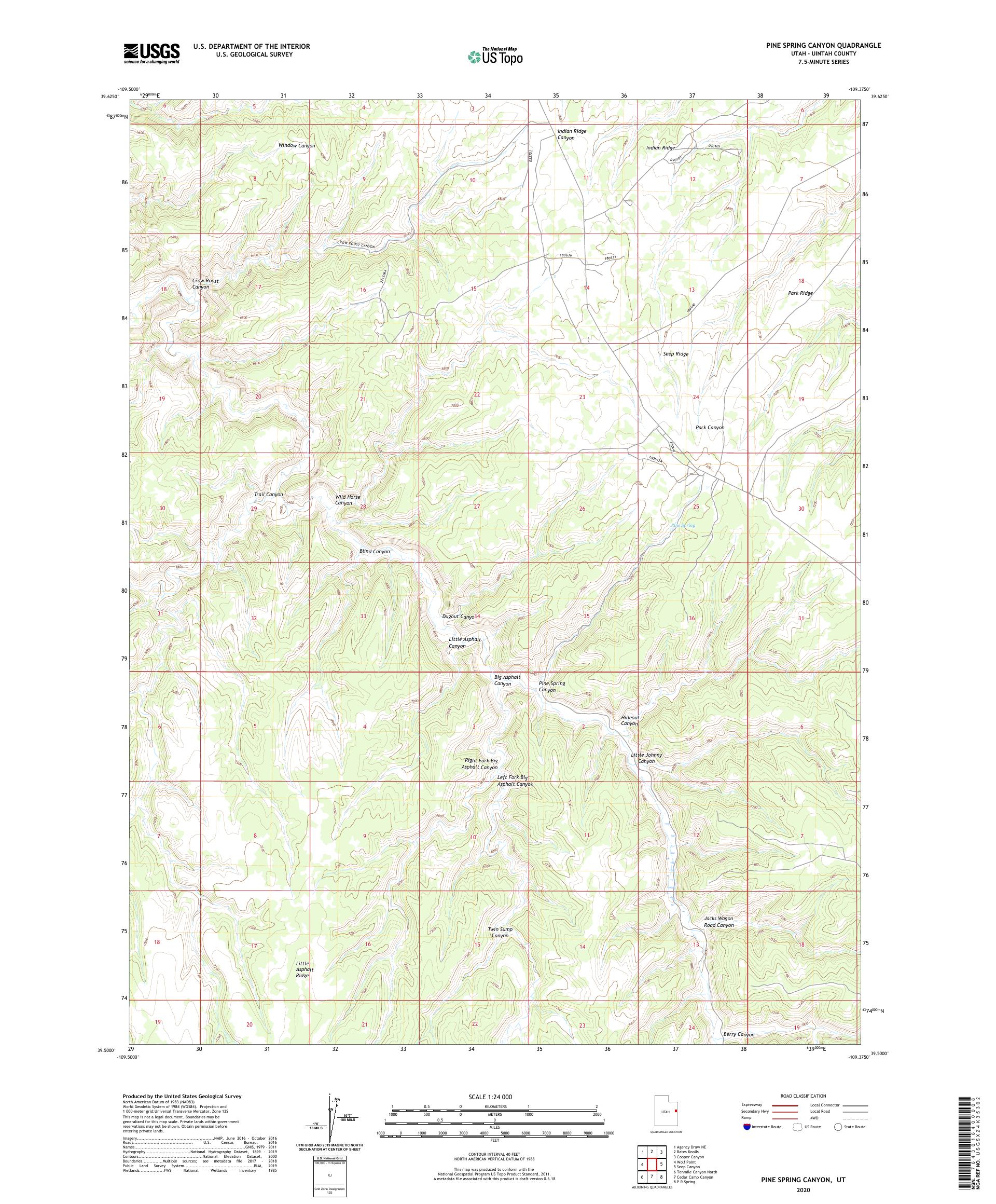 Pine Spring Canyon Utah US Topo Map – MyTopo Map Store