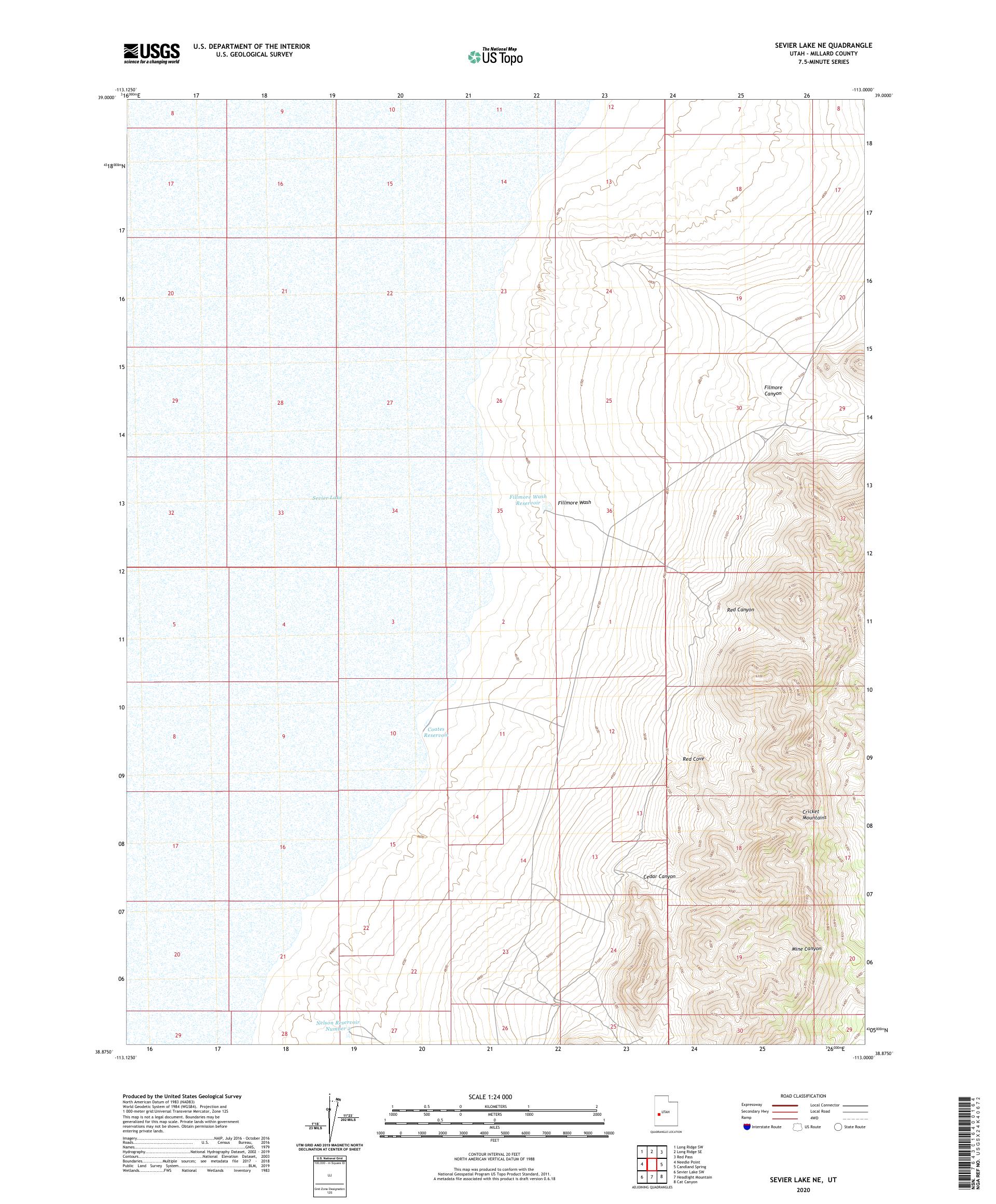 Sevier Lake NE Utah US Topo Map – MyTopo Map Store