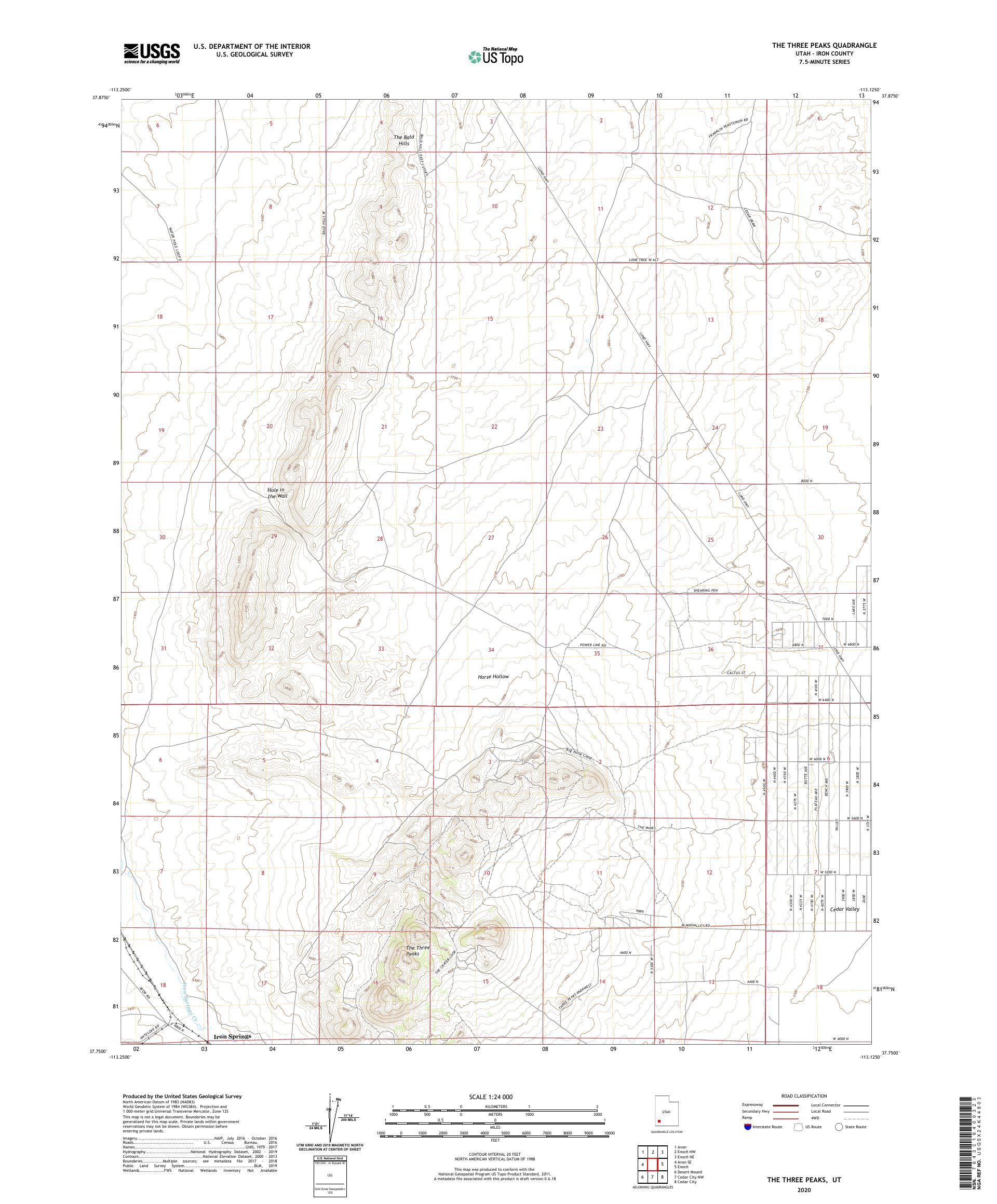 The Three Peaks Utah US Topo Map – MyTopo Map Store