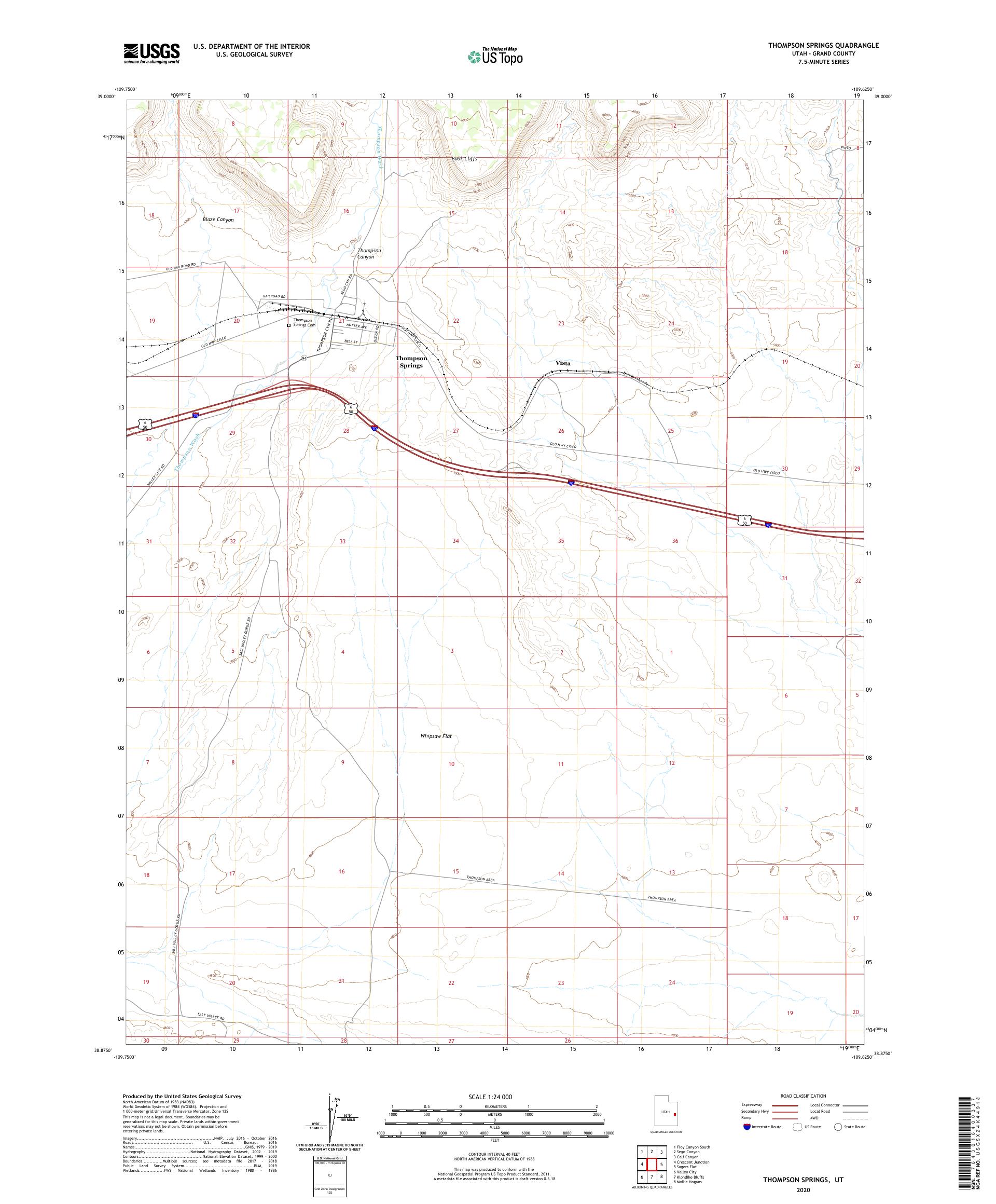 Thompson Springs Utah US Topo Map – MyTopo Map Store