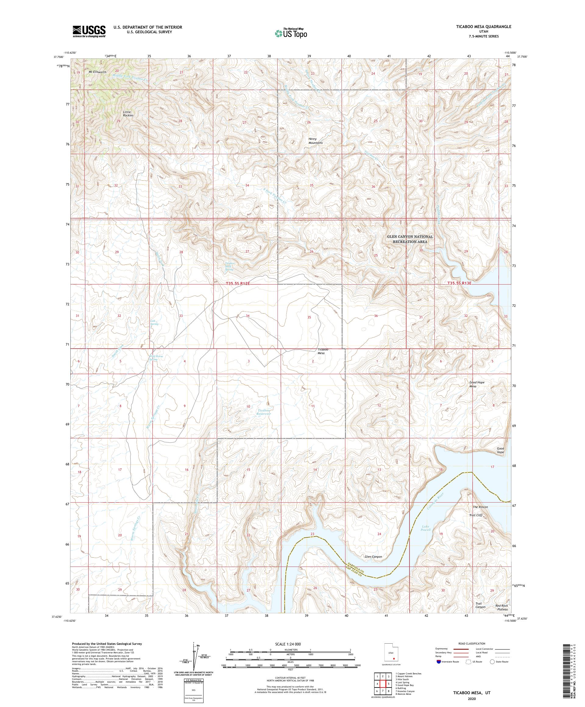 Ticaboo Mesa Utah US Topo Map – MyTopo Map Store