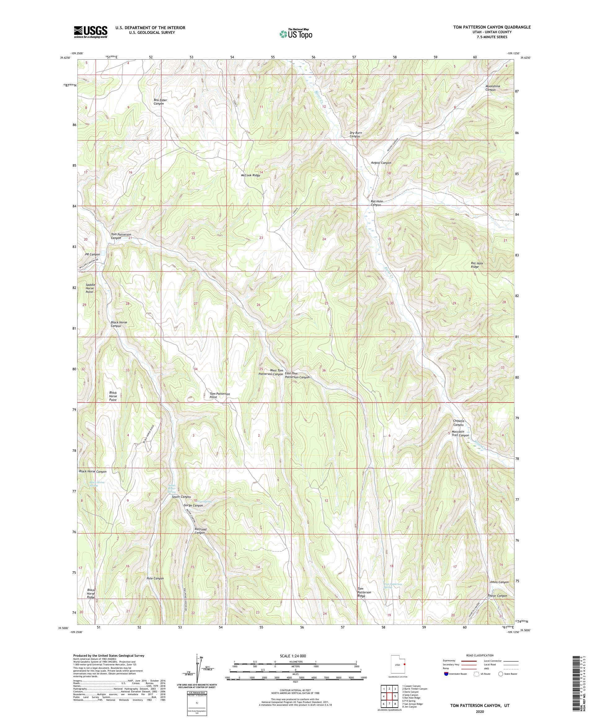 Tom Patterson Canyon Utah US Topo Map – MyTopo Map Store