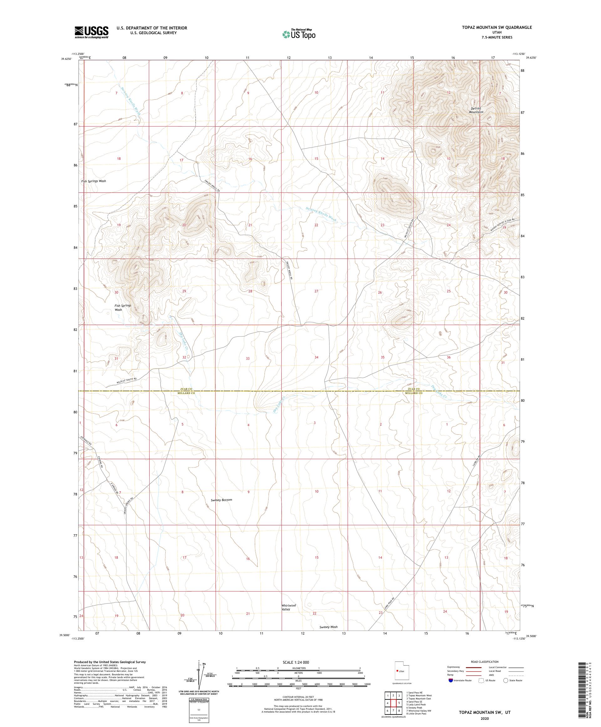 Topaz Mountain SW Utah US Topo Map – MyTopo Map Store