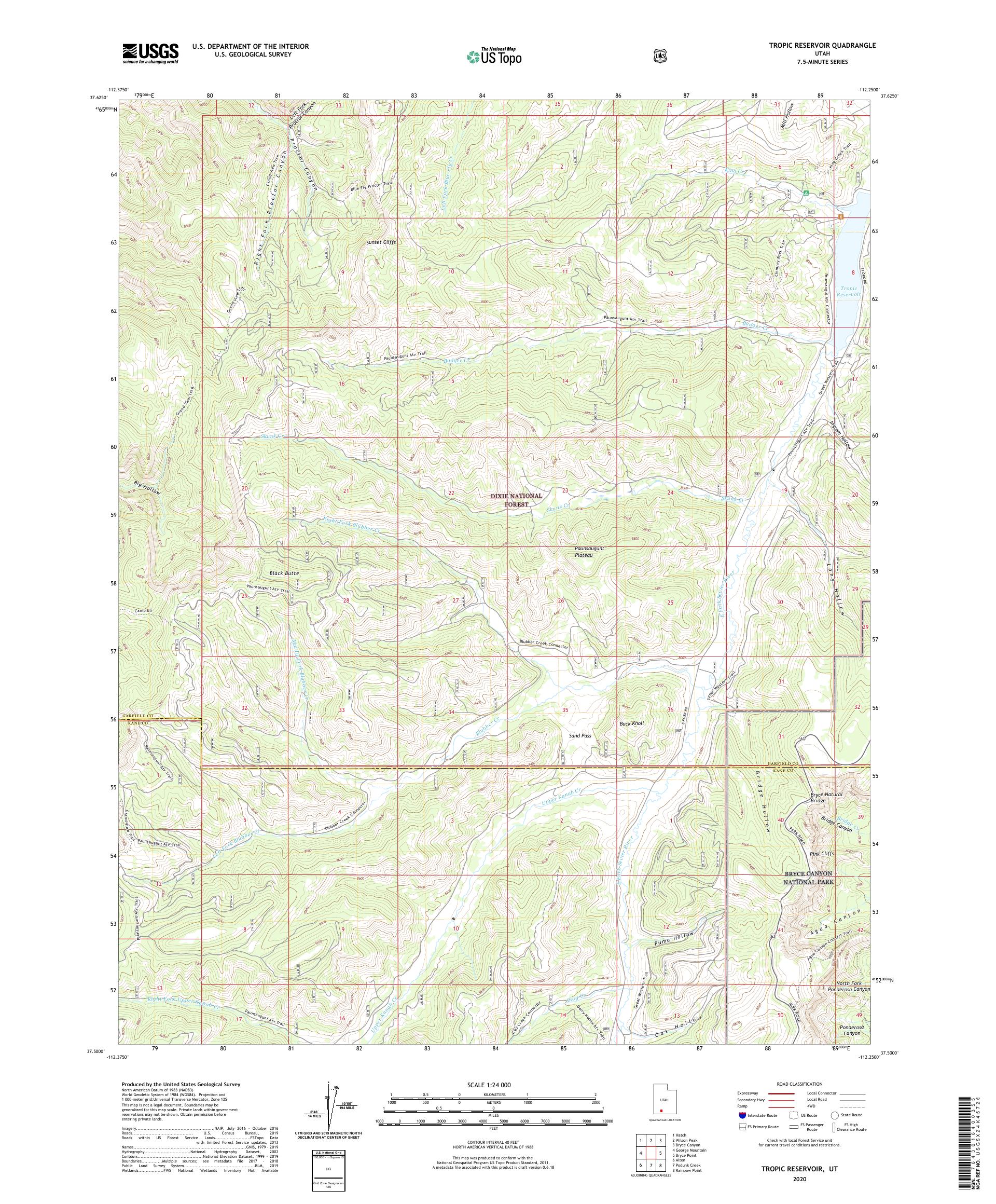 Tropic Reservoir Utah US Topo Map – MyTopo Map Store