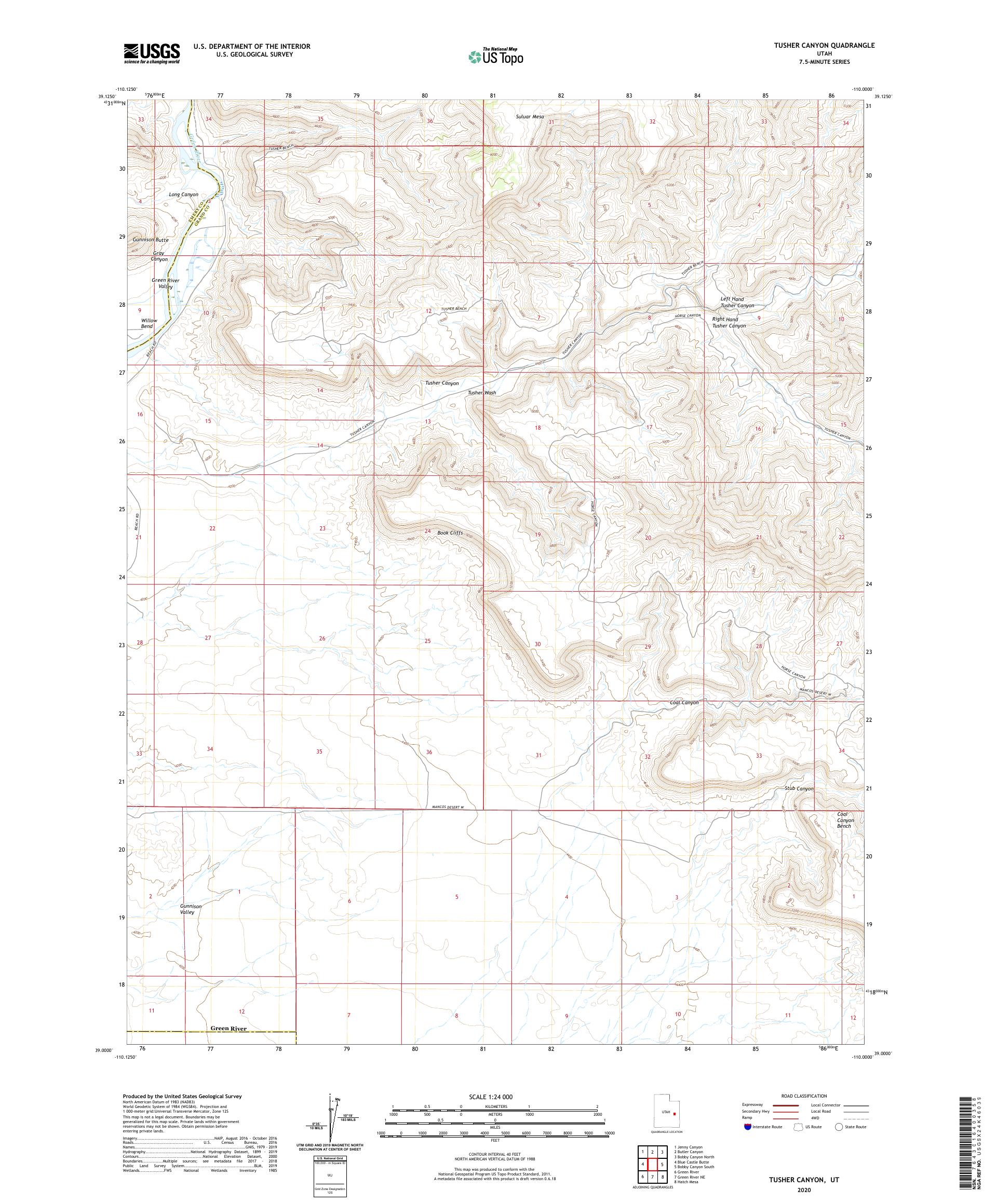 Tusher Canyon Utah US Topo Map – MyTopo Map Store