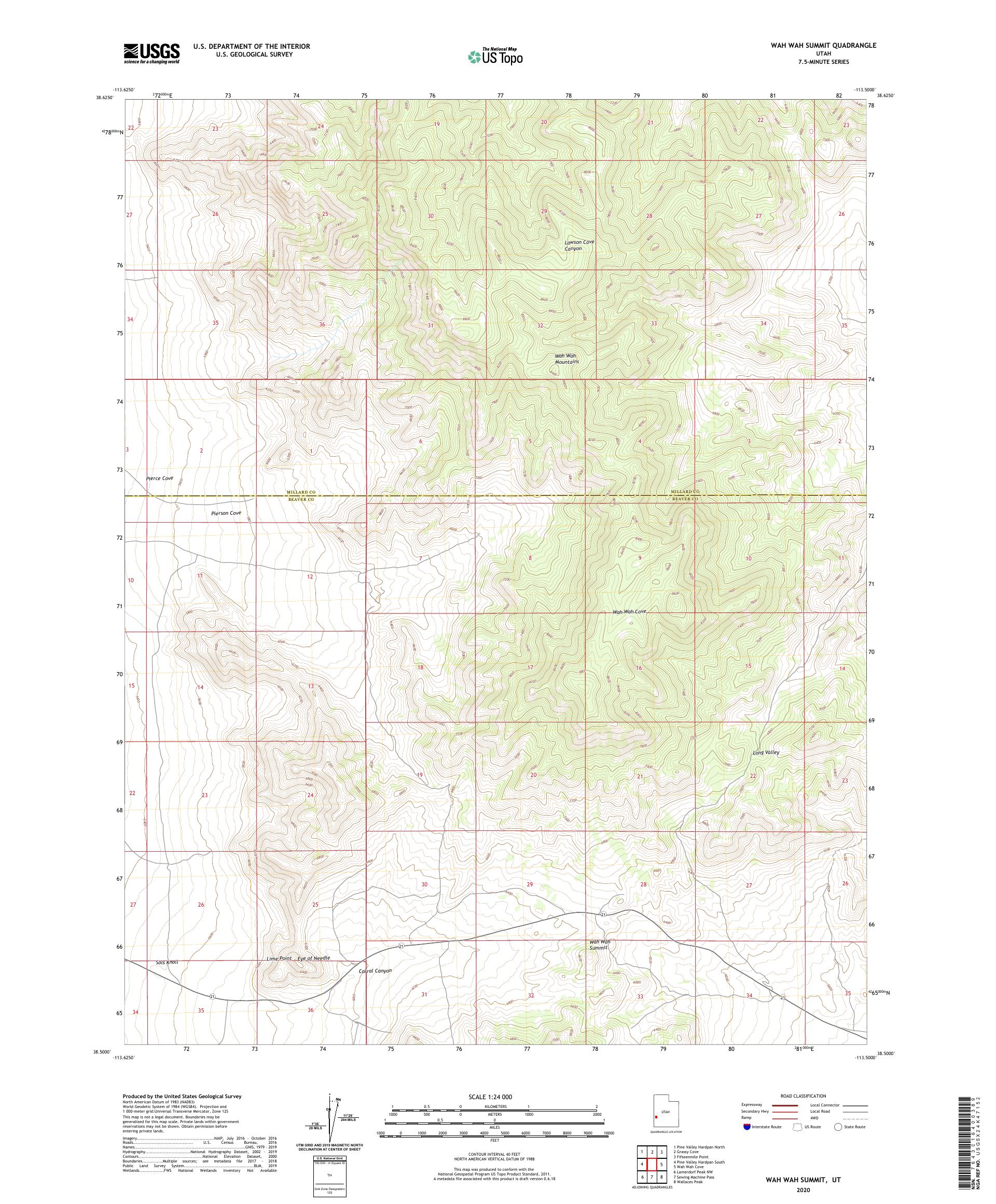 Wah Wah Summit Utah US Topo Map – MyTopo Map Store