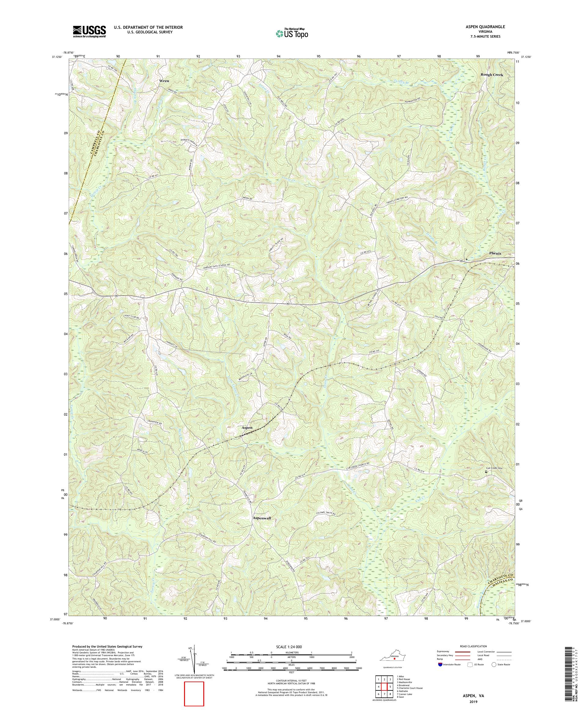 Aspen Virginia US Topo Map – MyTopo Map Store