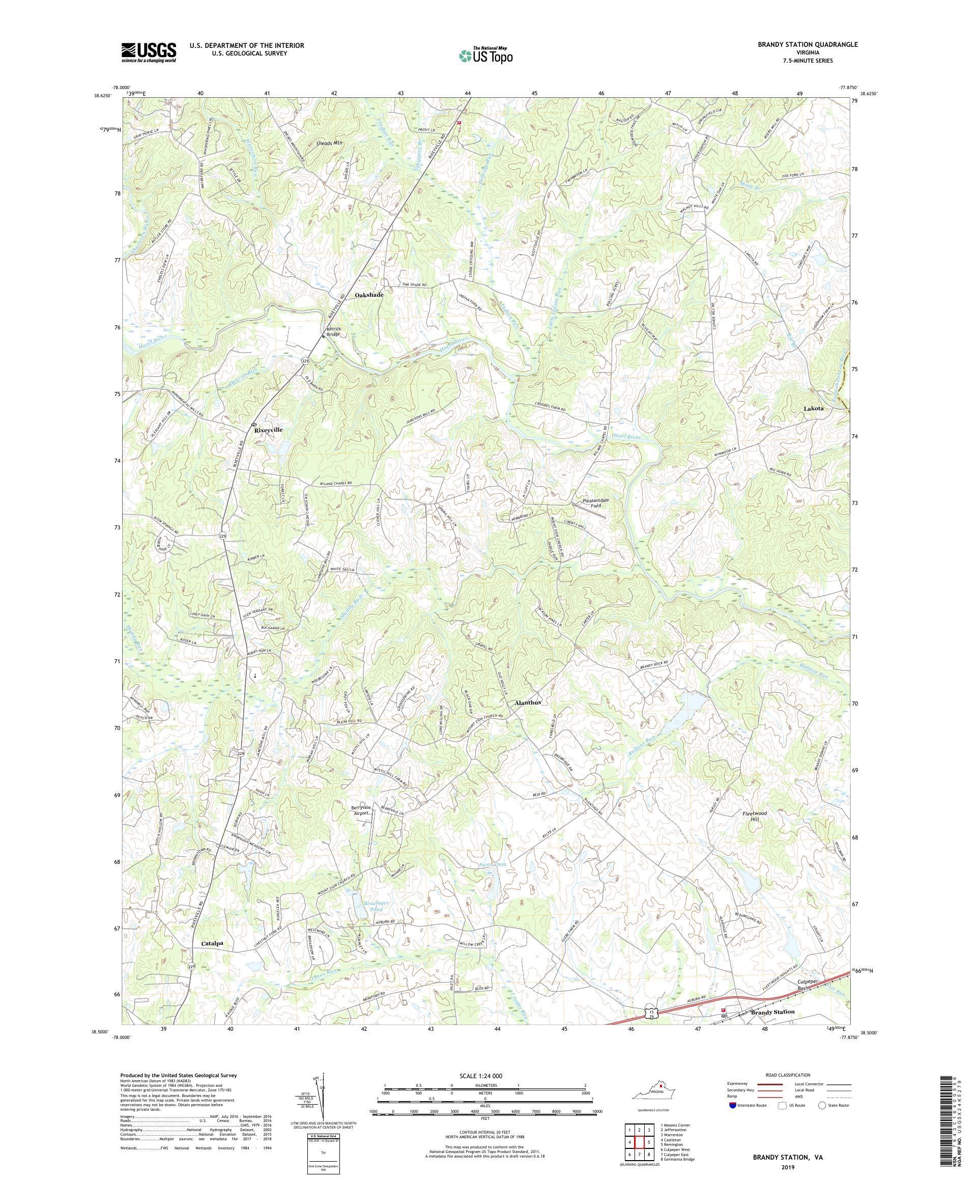 Brandy Station Virginia US Topo Map – MyTopo Map Store