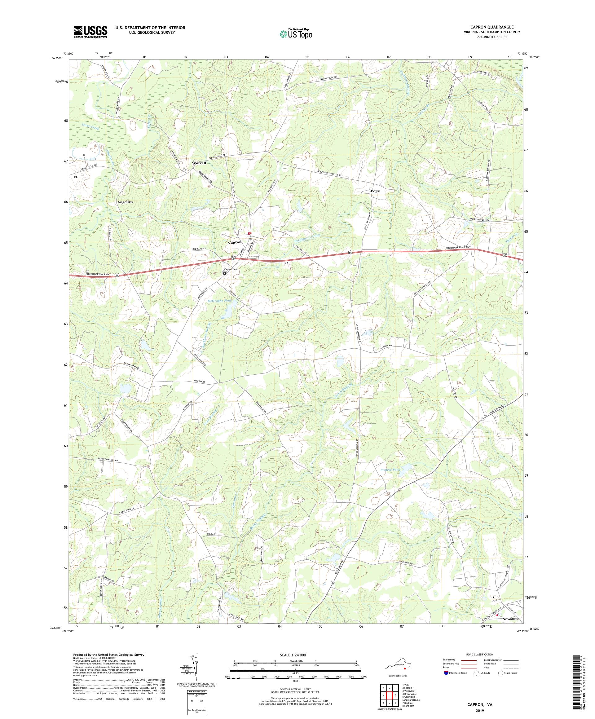 Capron Virginia US Topo Map – MyTopo Map Store