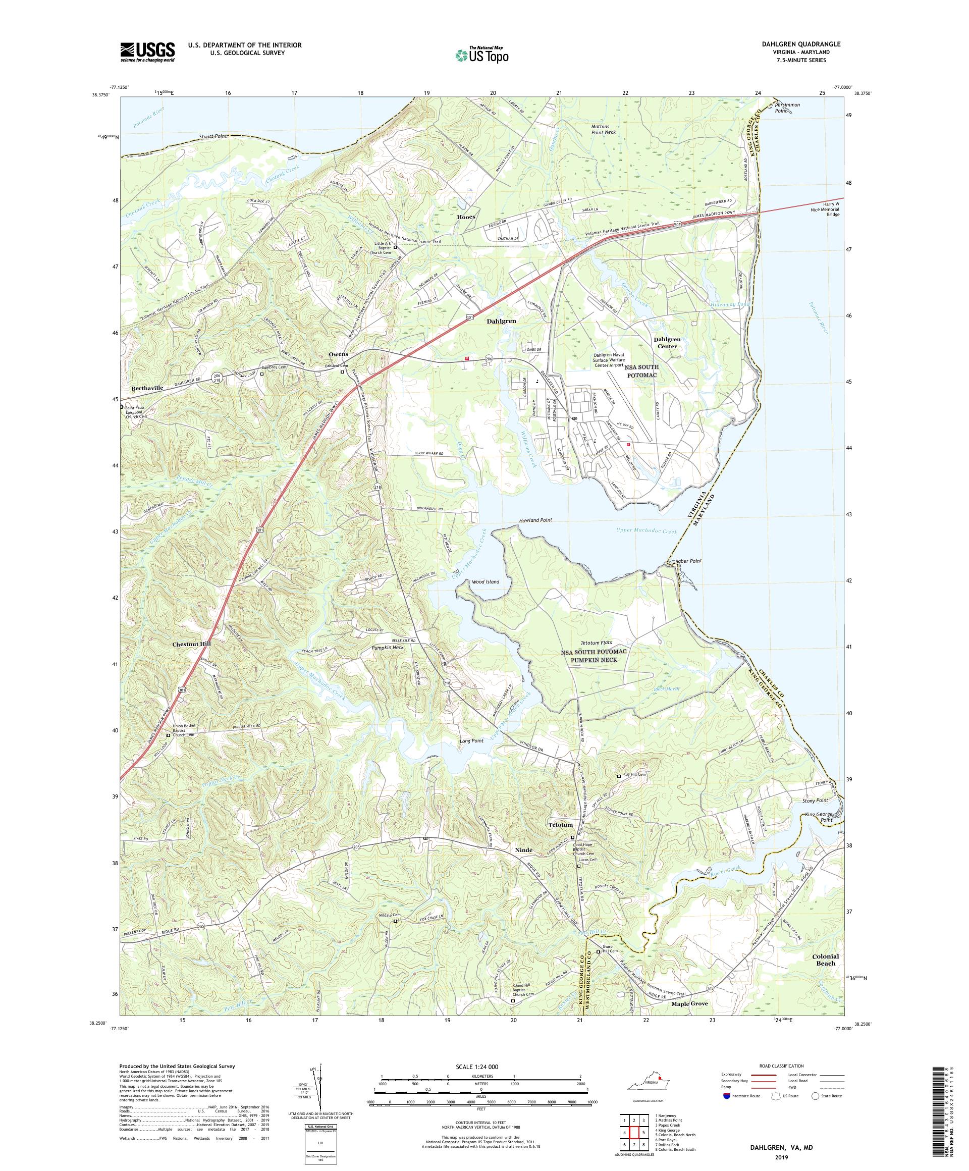 Dahlgren Virginia US Topo Map – MyTopo Map Store