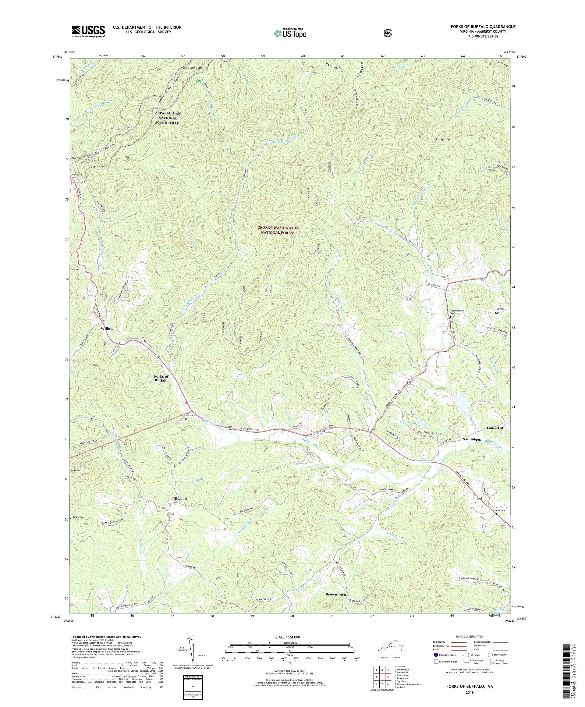 Forks of Buffalo Virginia US Topo Map – MyTopo Map Store