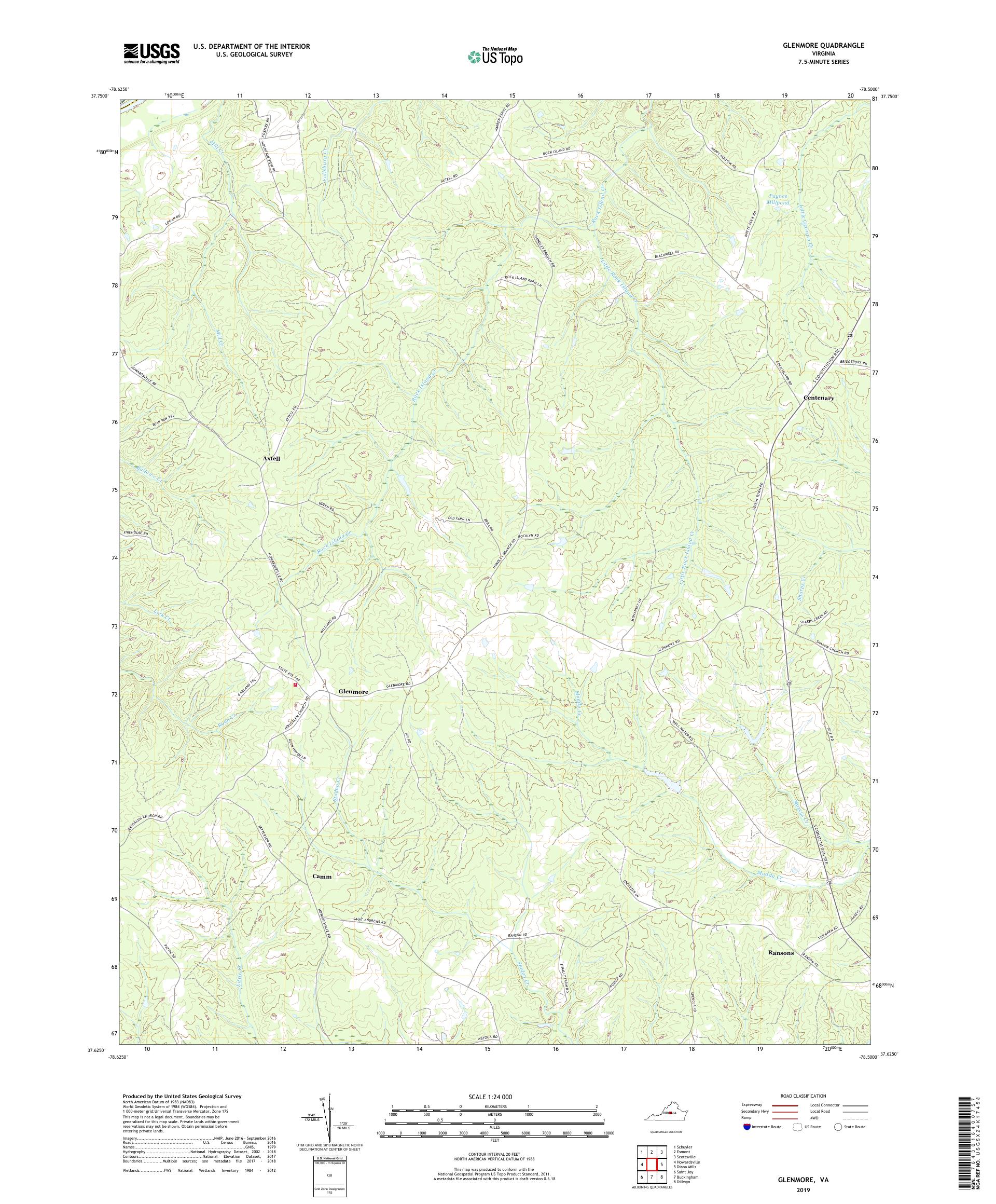 Glenmore Virginia US Topo Map – MyTopo Map Store