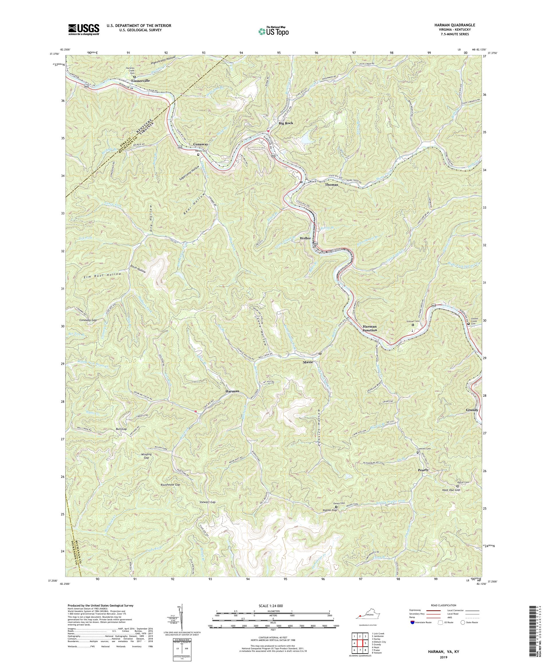 Harman Virginia US Topo Map – MyTopo Map Store