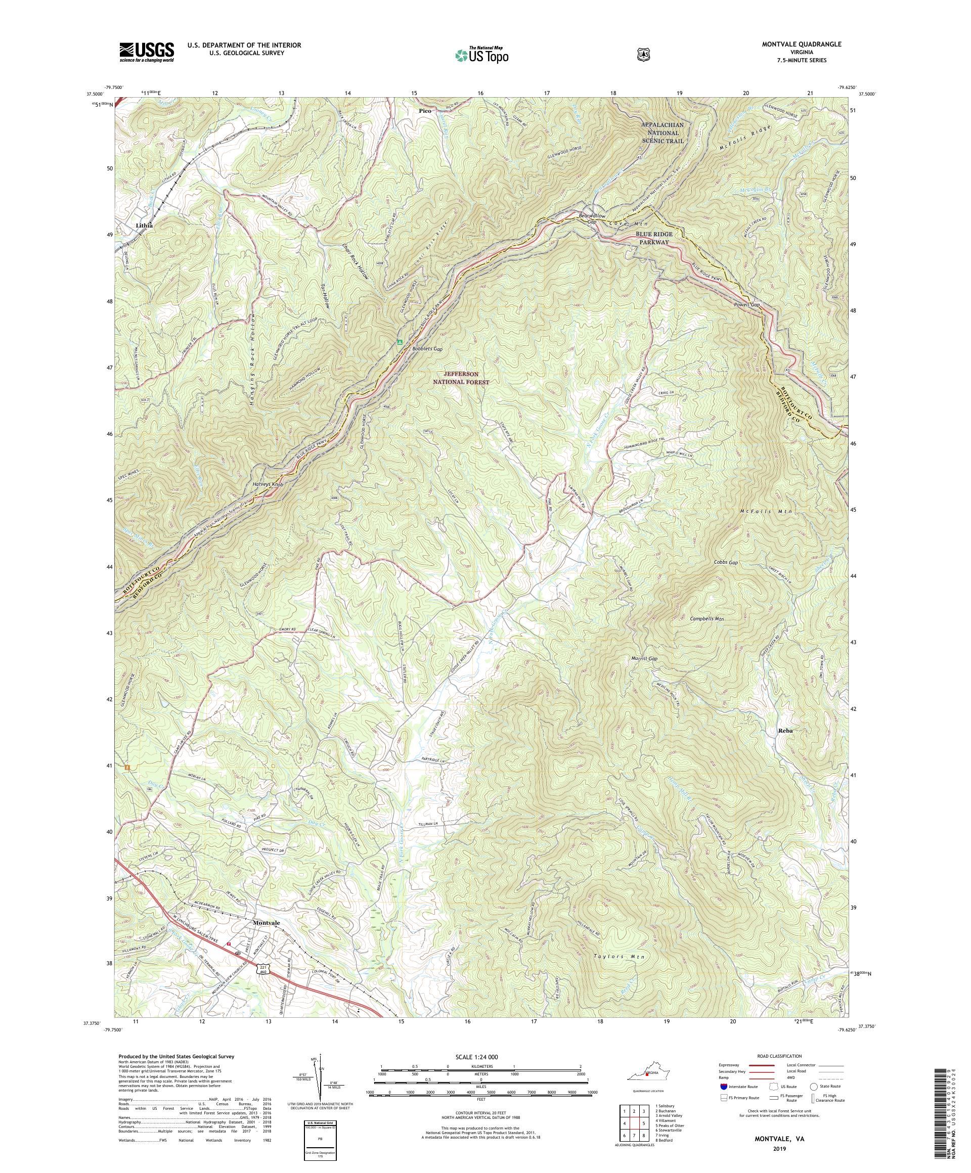 Montvale Virginia US Topo Map – MyTopo Map Store