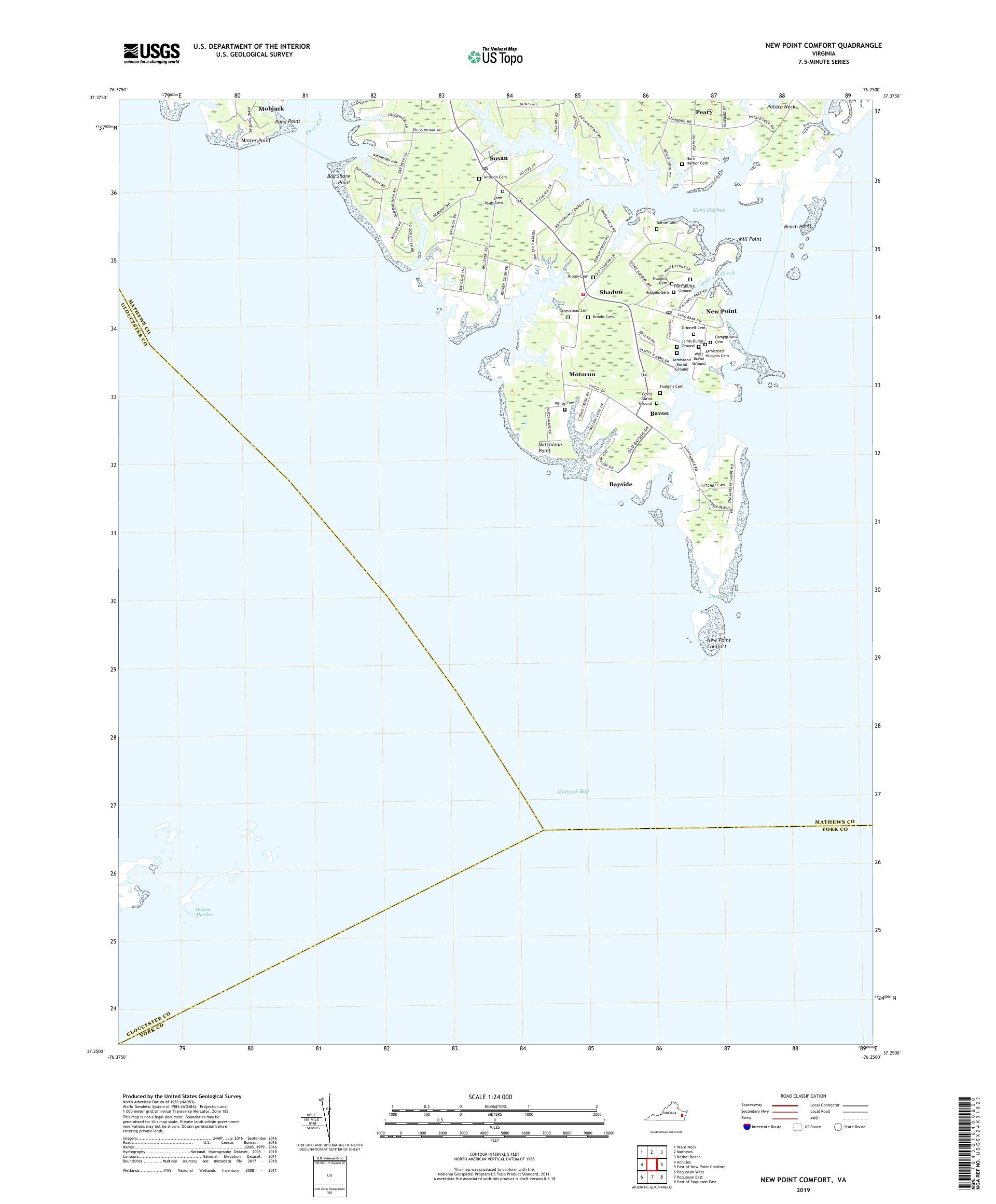 New Point Comfort Virginia US Topo Map – MyTopo Map Store