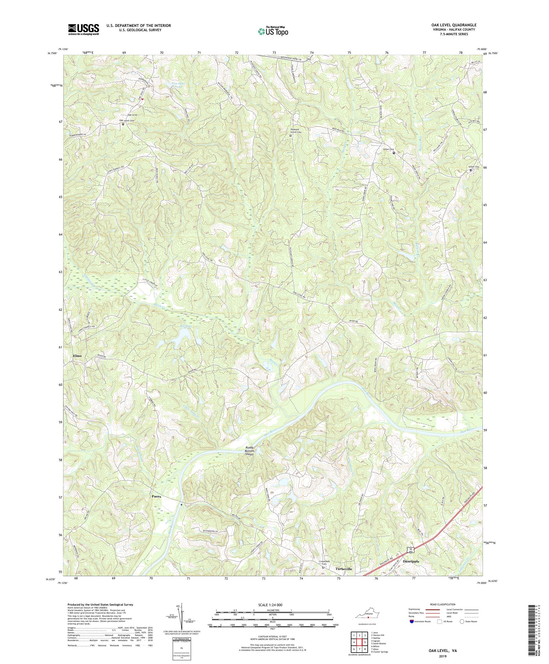 Oak Level Virginia US Topo Map – MyTopo Map Store