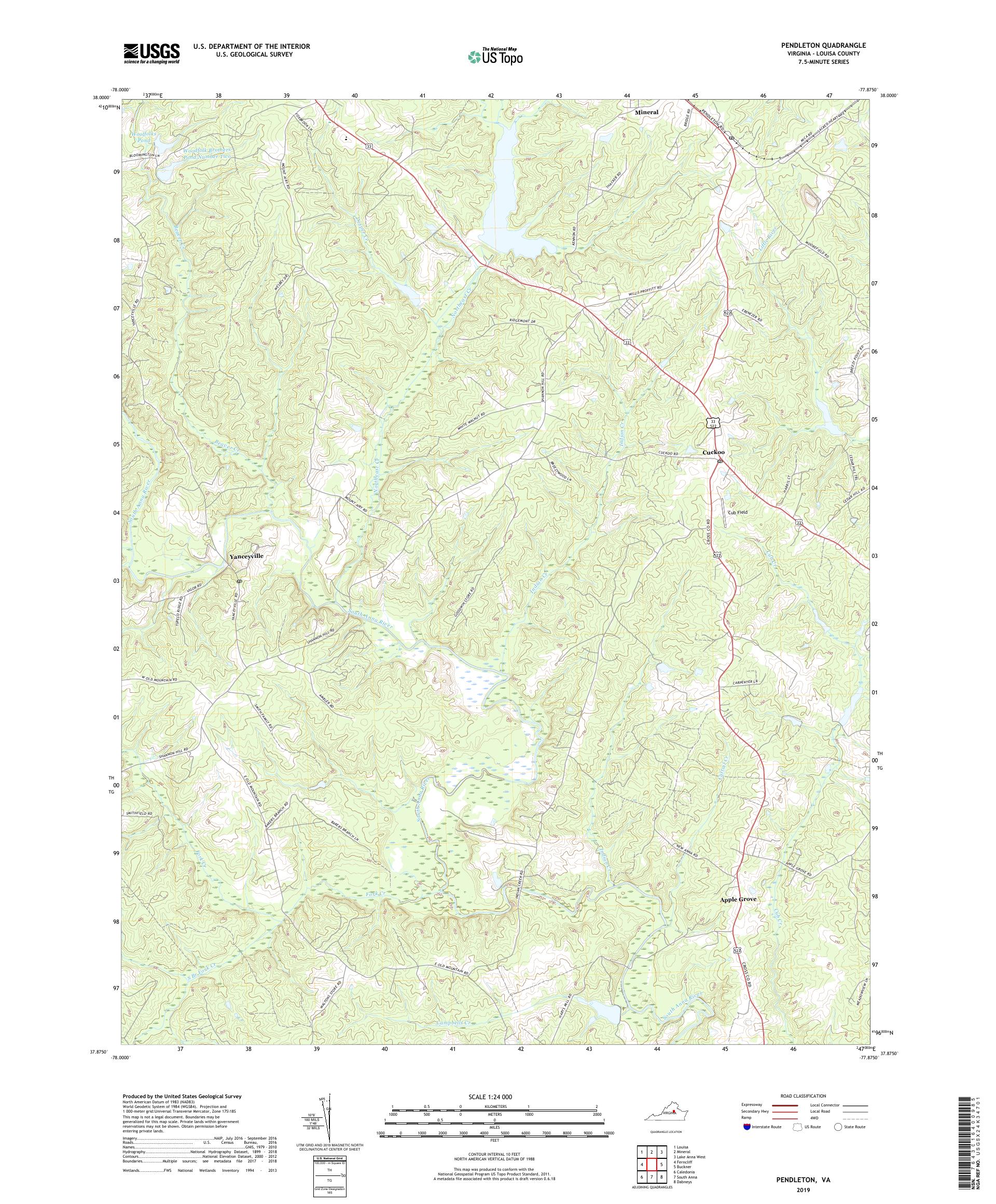 Pendleton Virginia US Topo Map – MyTopo Map Store