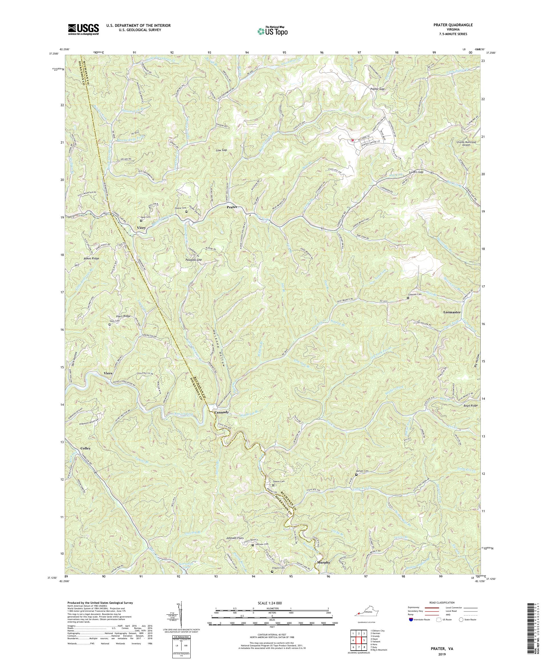 Prater Virginia US Topo Map – MyTopo Map Store