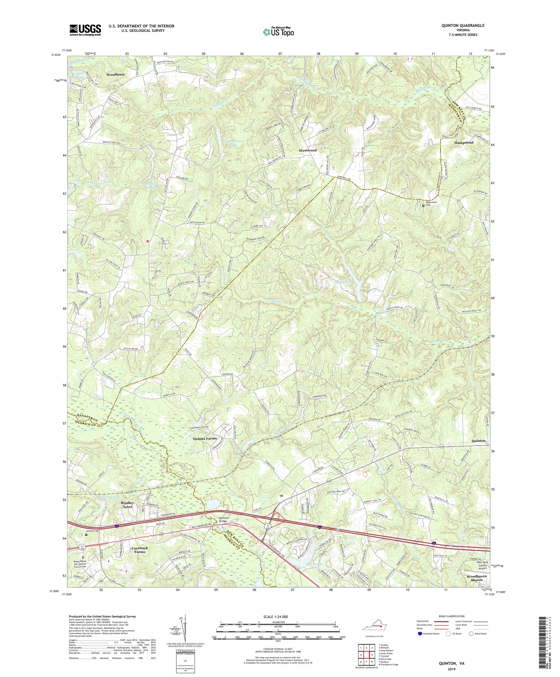 Quinton Virginia US Topo Map – MyTopo Map Store