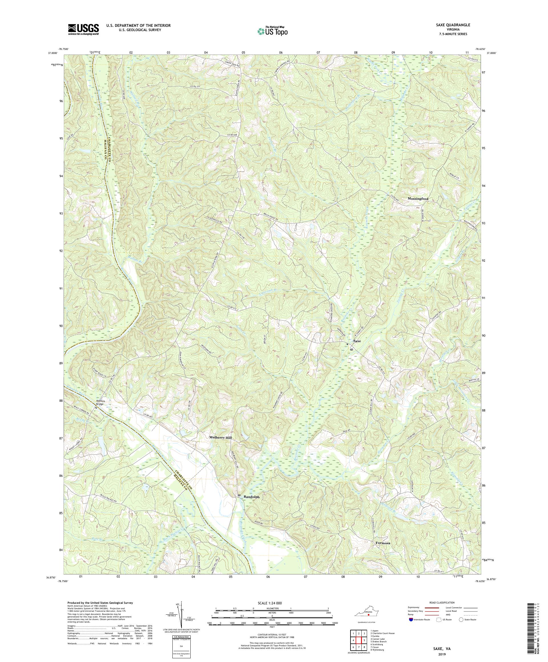 Saxe Virginia US Topo Map – MyTopo Map Store