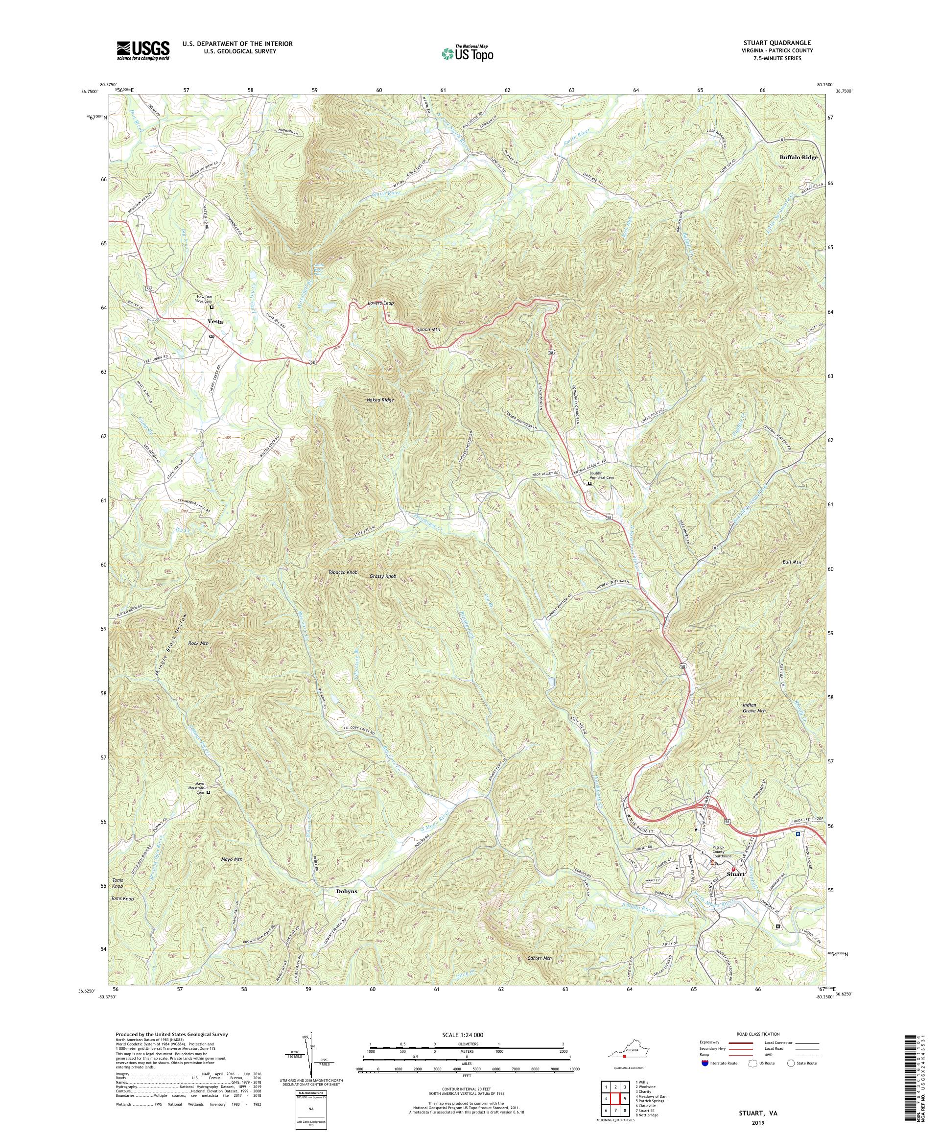 Stuart Virginia US Topo Map – MyTopo Map Store