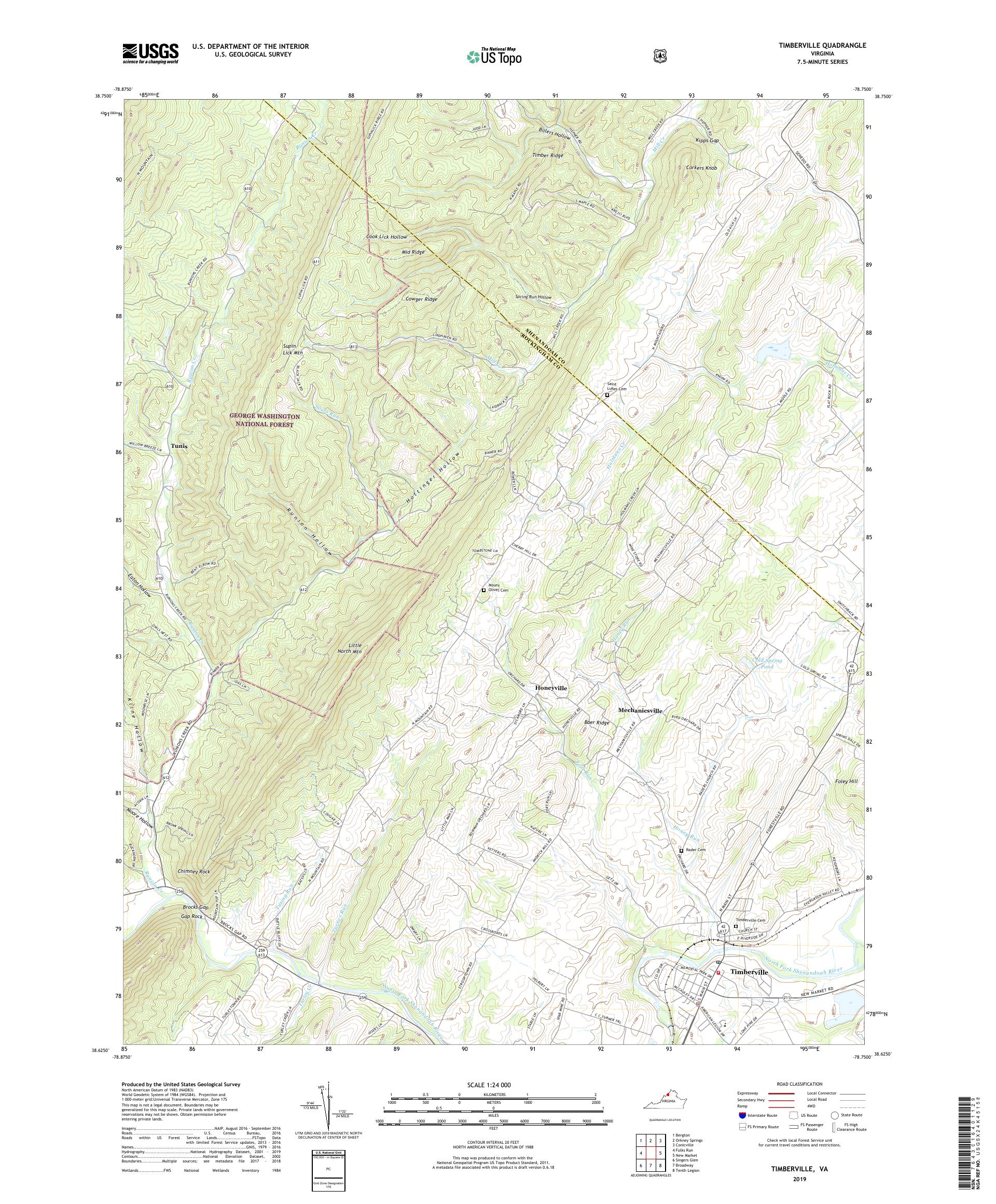 Timberville Virginia US Topo Map – MyTopo Map Store