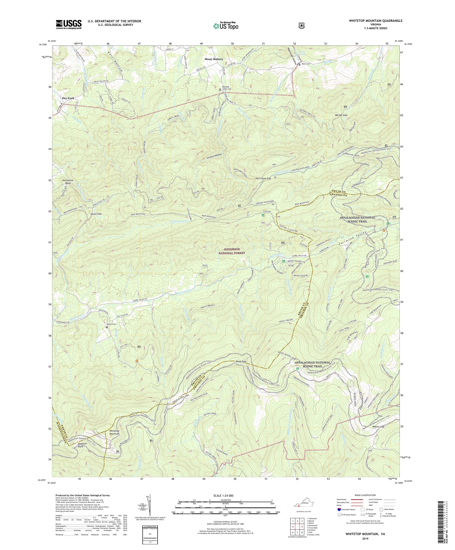 Whitetop Mountain Virginia US Topo Map – MyTopo Map Store