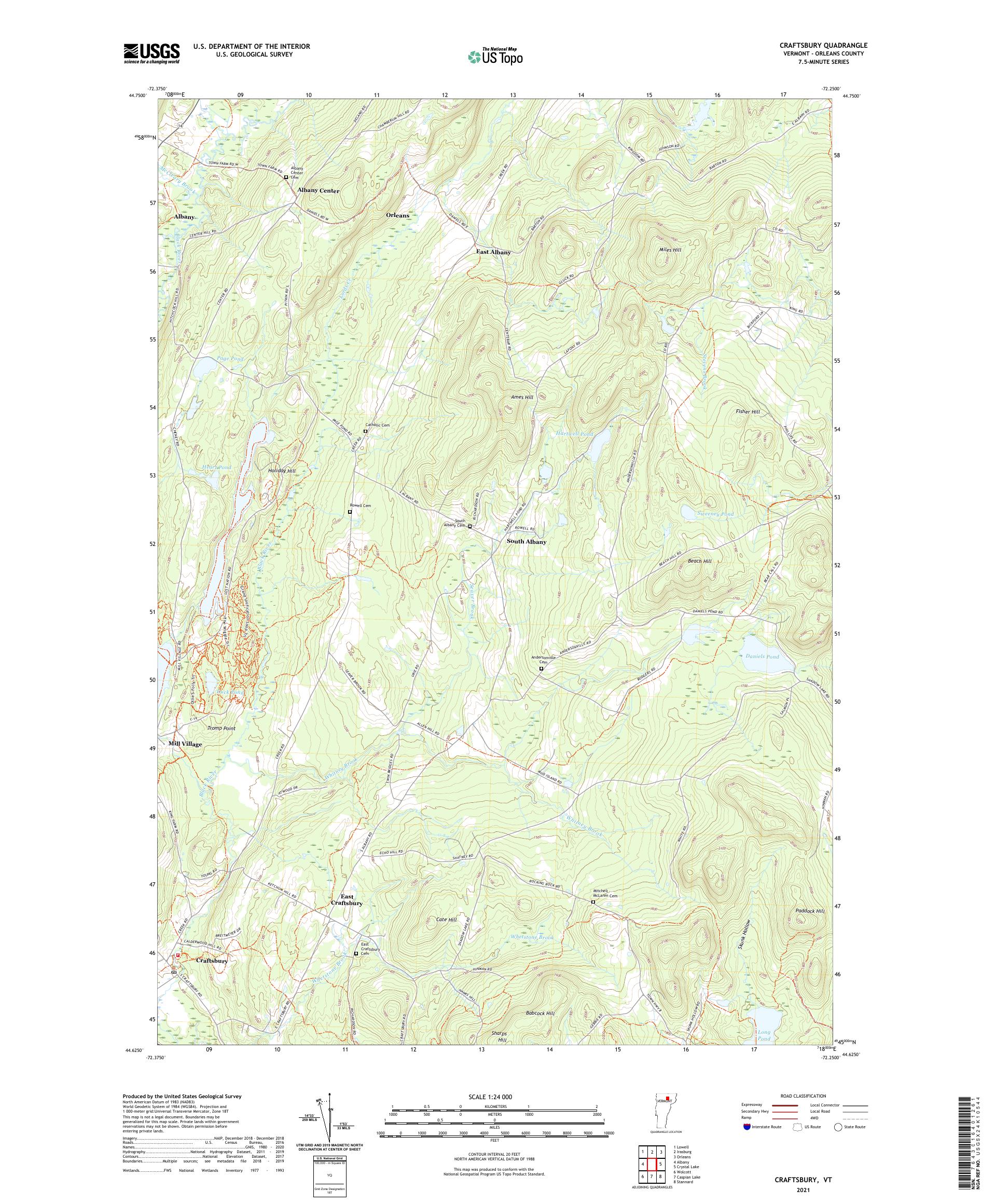 Craftsbury Vermont US Topo Map – MyTopo Map Store