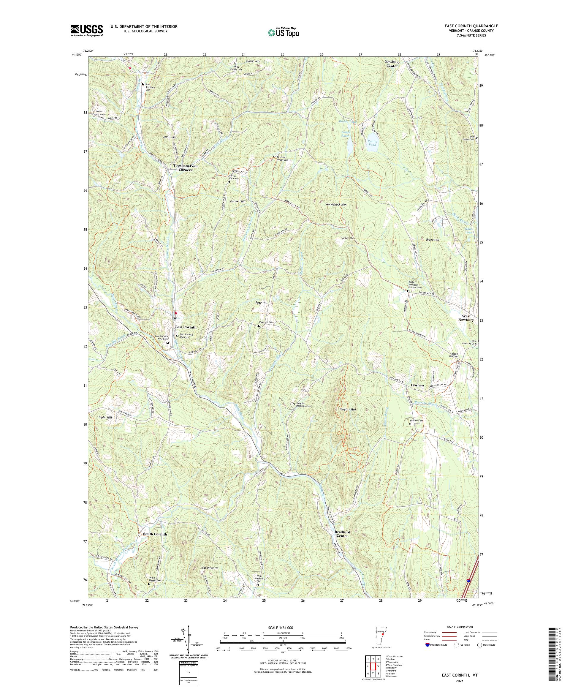 East Corinth Vermont US Topo Map – MyTopo Map Store