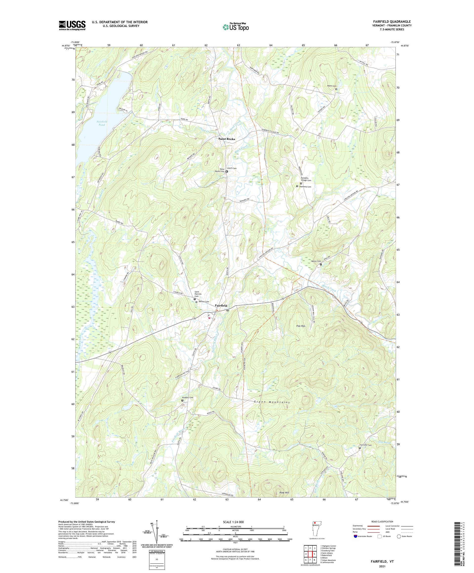 Fairfield Vermont US Topo Map – MyTopo Map Store