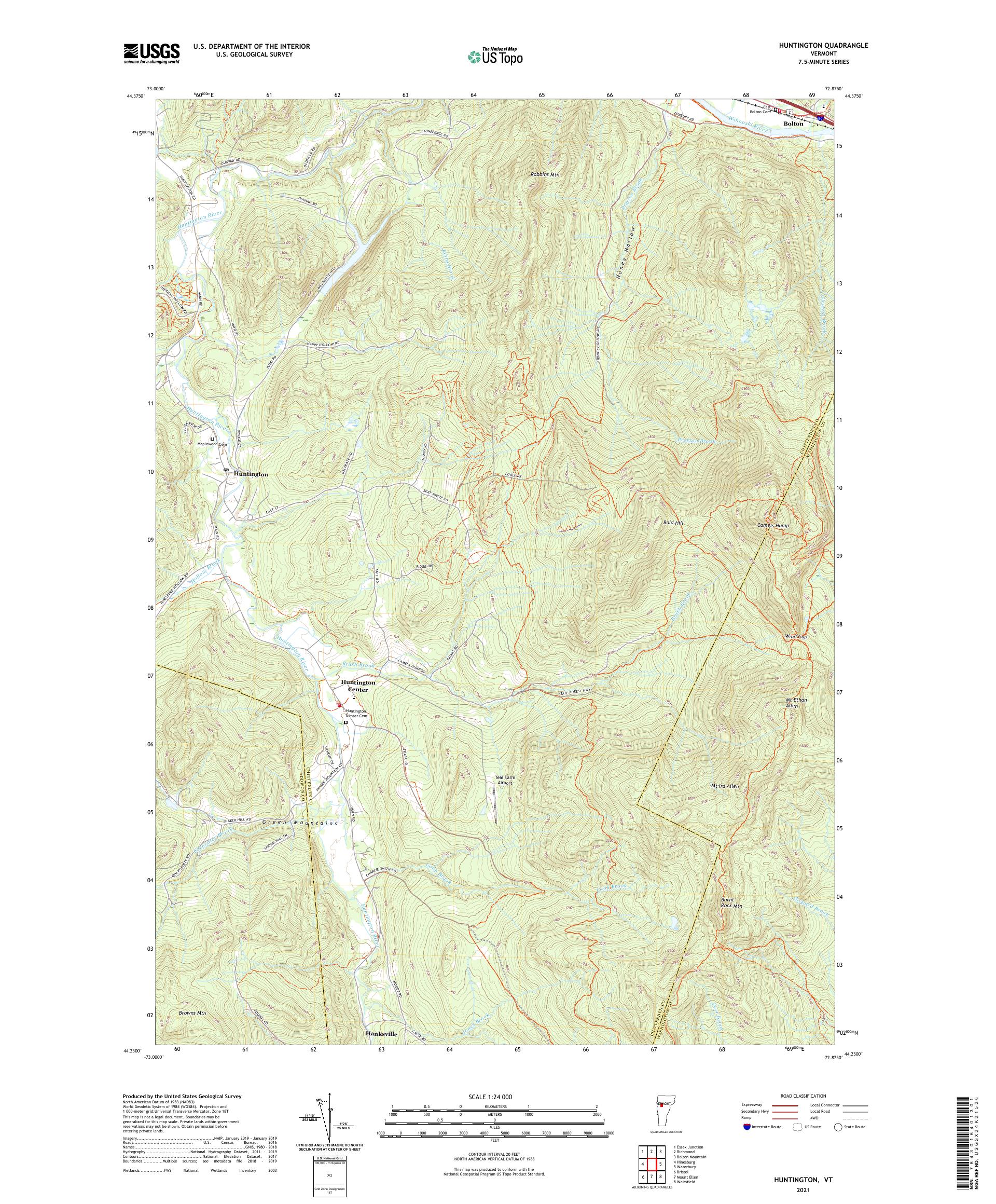 Huntington Vermont US Topo Map – MyTopo Map Store