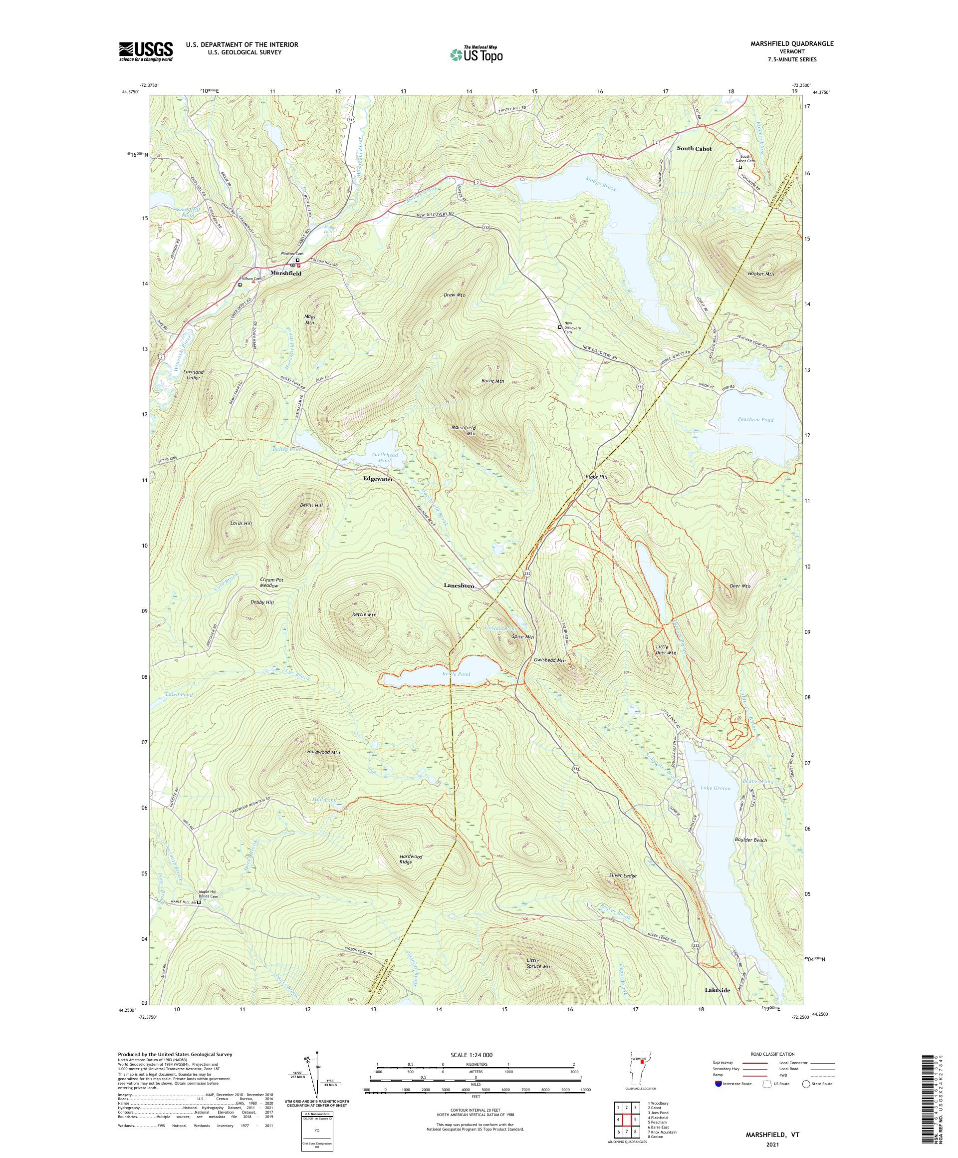 Marshfield Vermont US Topo Map – MyTopo Map Store