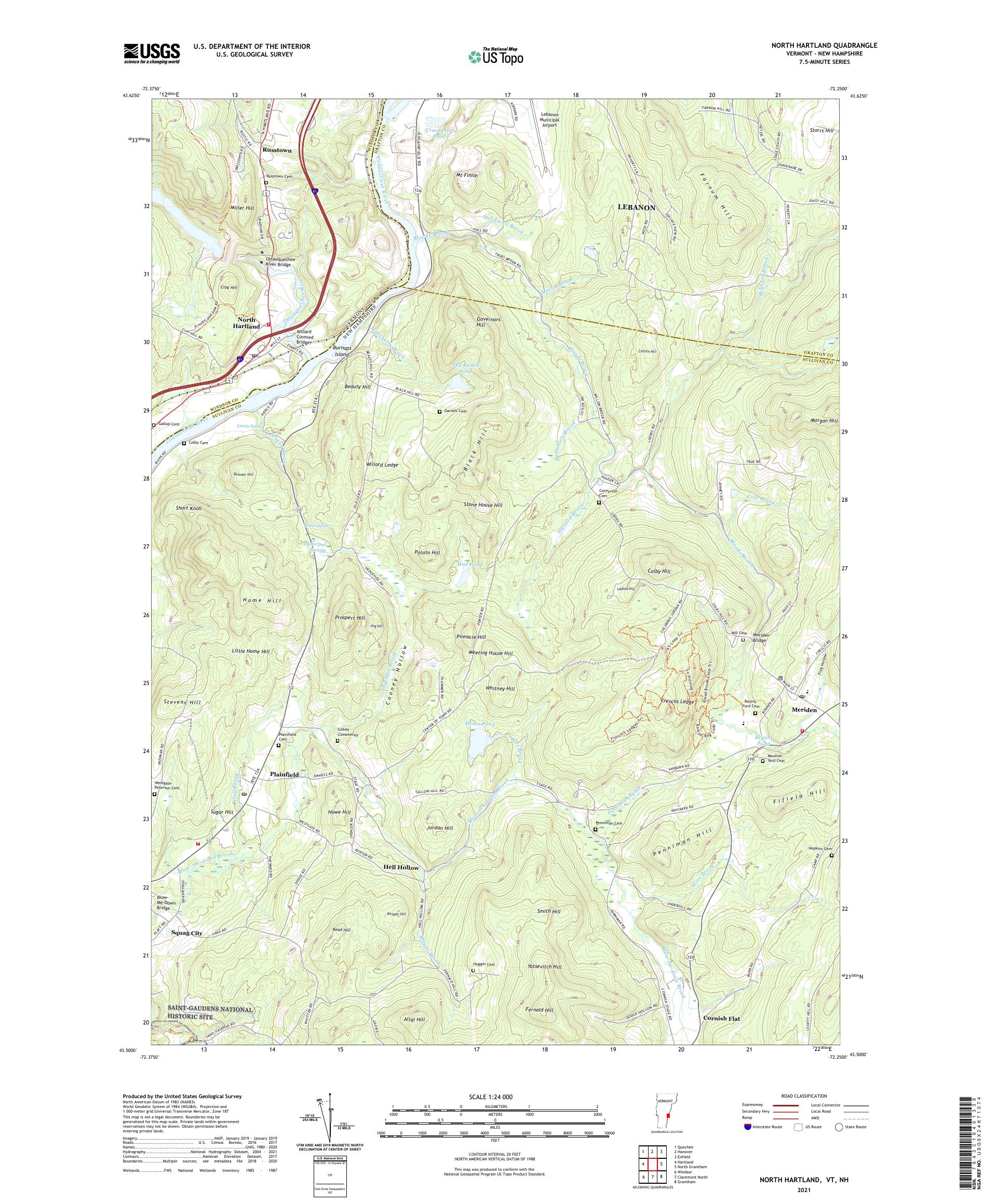 North Hartland Vermont US Topo Map – MyTopo Map Store