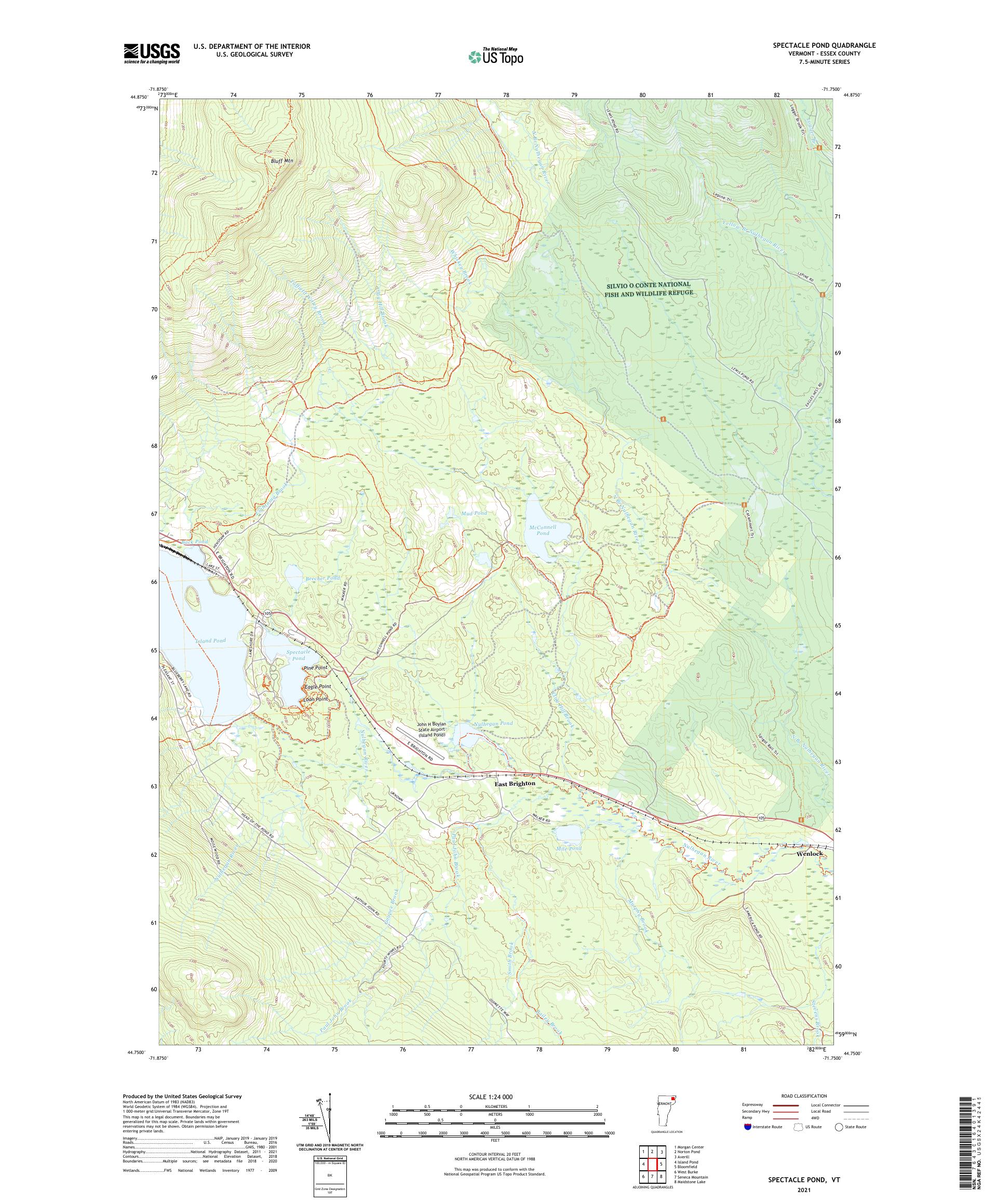 Spectacle Pond Vermont US Topo Map – MyTopo Map Store