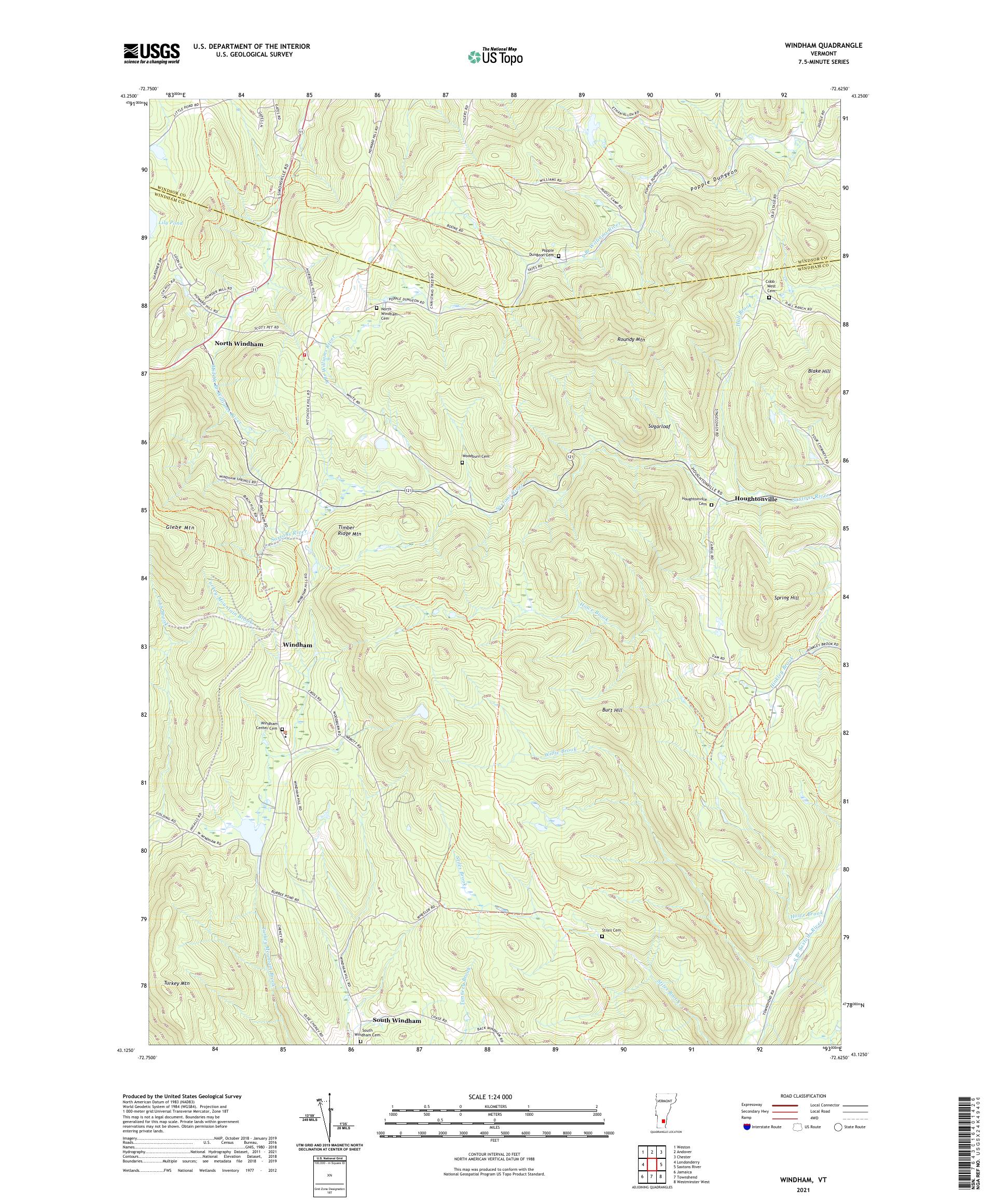 Windham Vermont US Topo Map – MyTopo Map Store