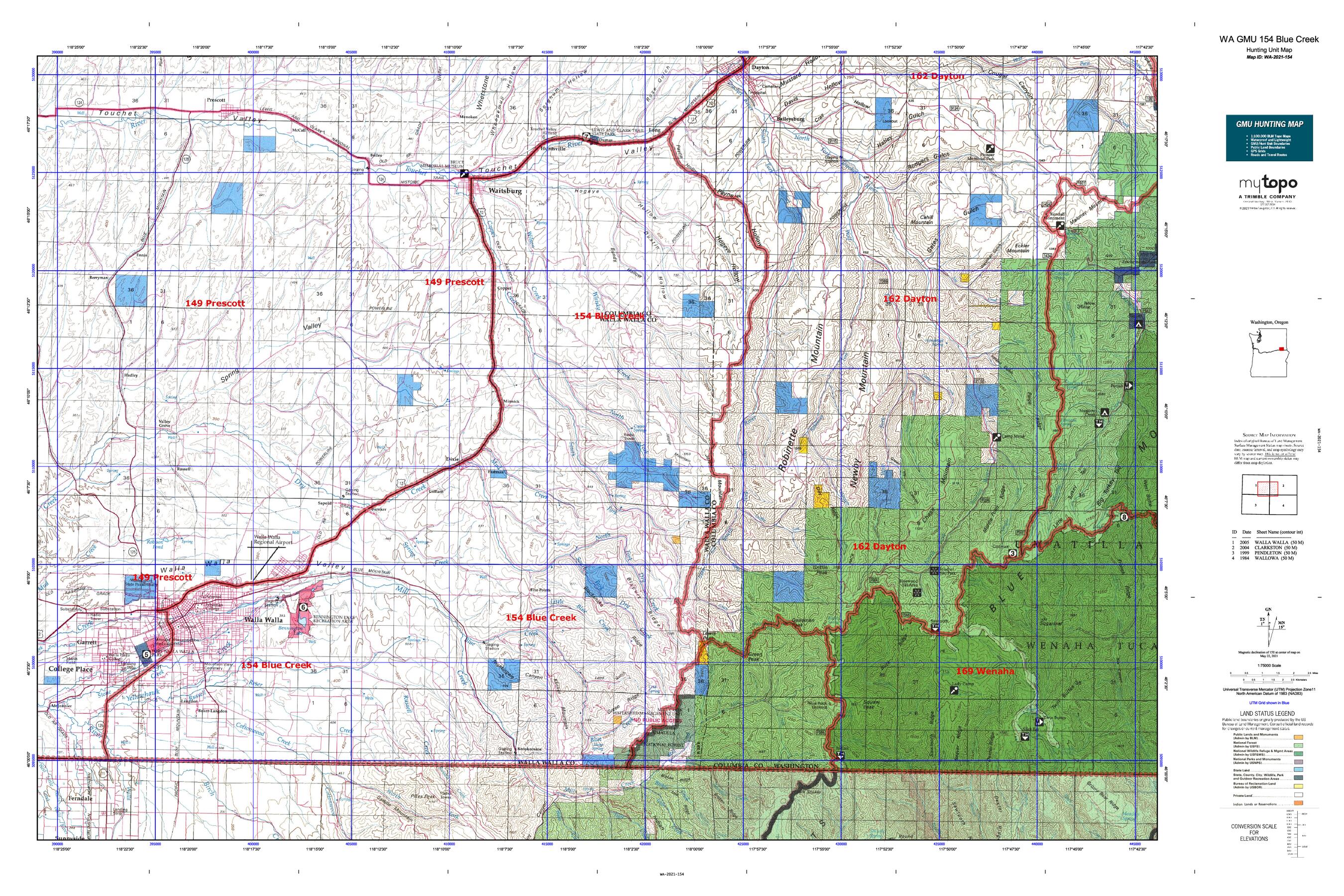 Washington GMU 154 Blue Creek Map – MyTopo Map Store