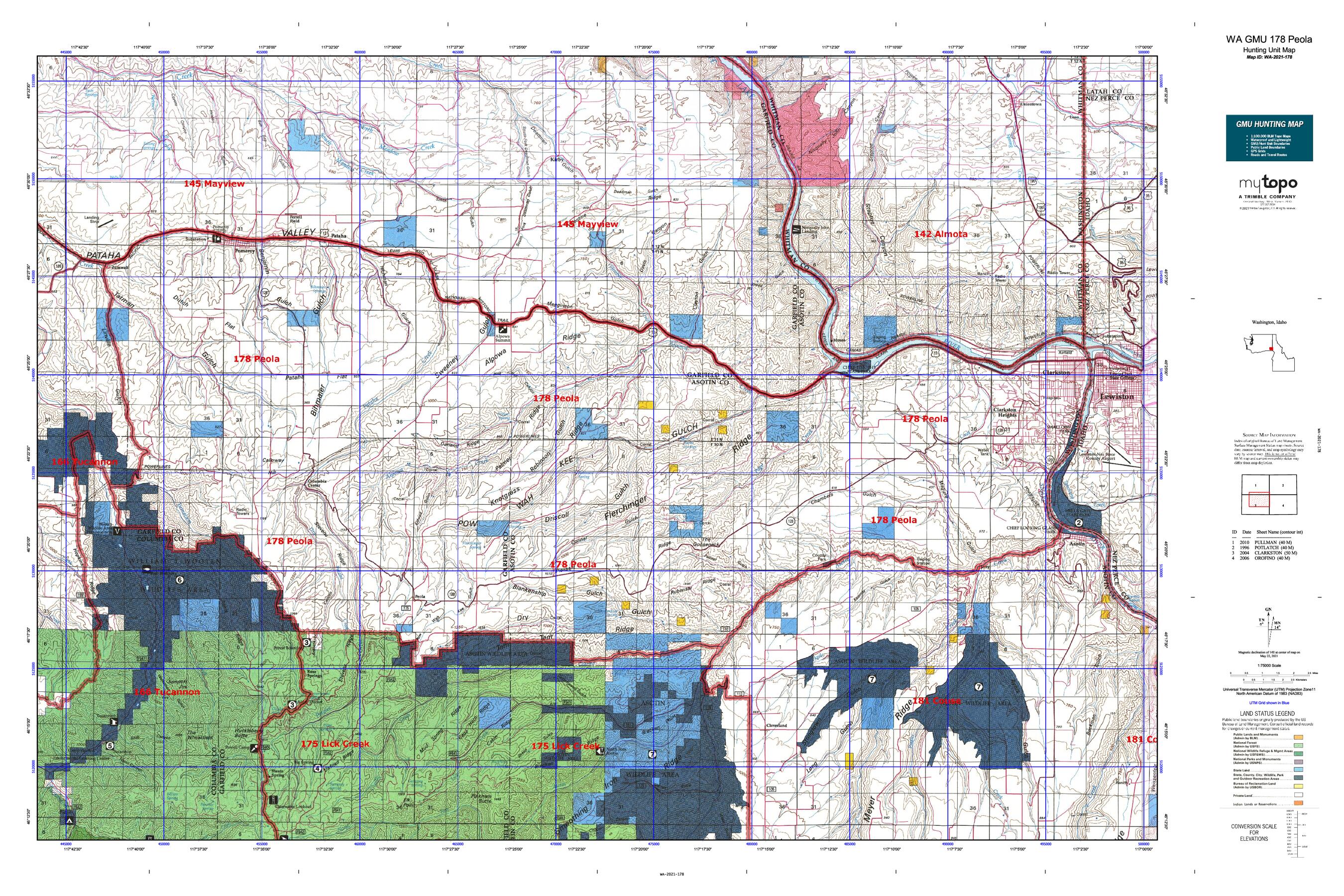 Washington GMU 178 Peola Map – MyTopo Map Store