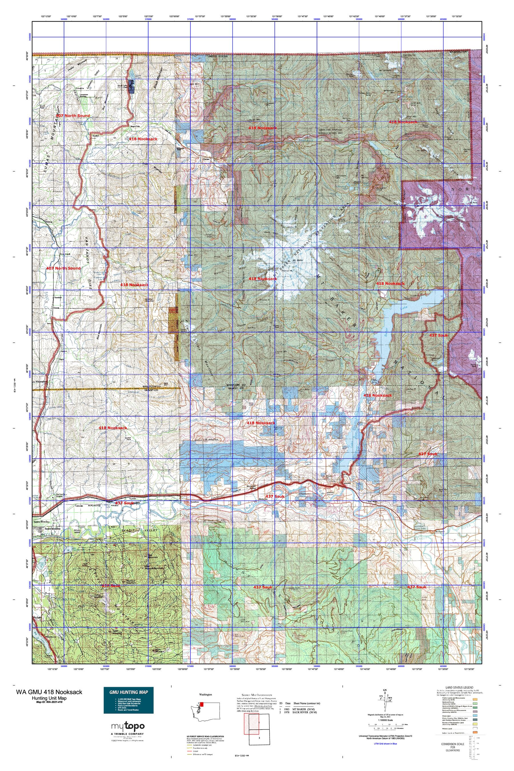 Washington GMU 418 Nooksack Map – MyTopo Map Store