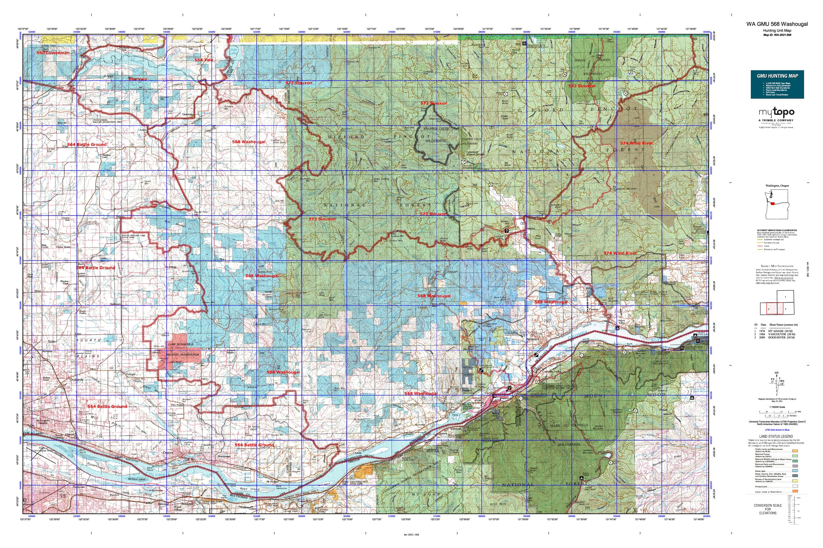 Washington GMU 568 Washougal Map – MyTopo Map Store