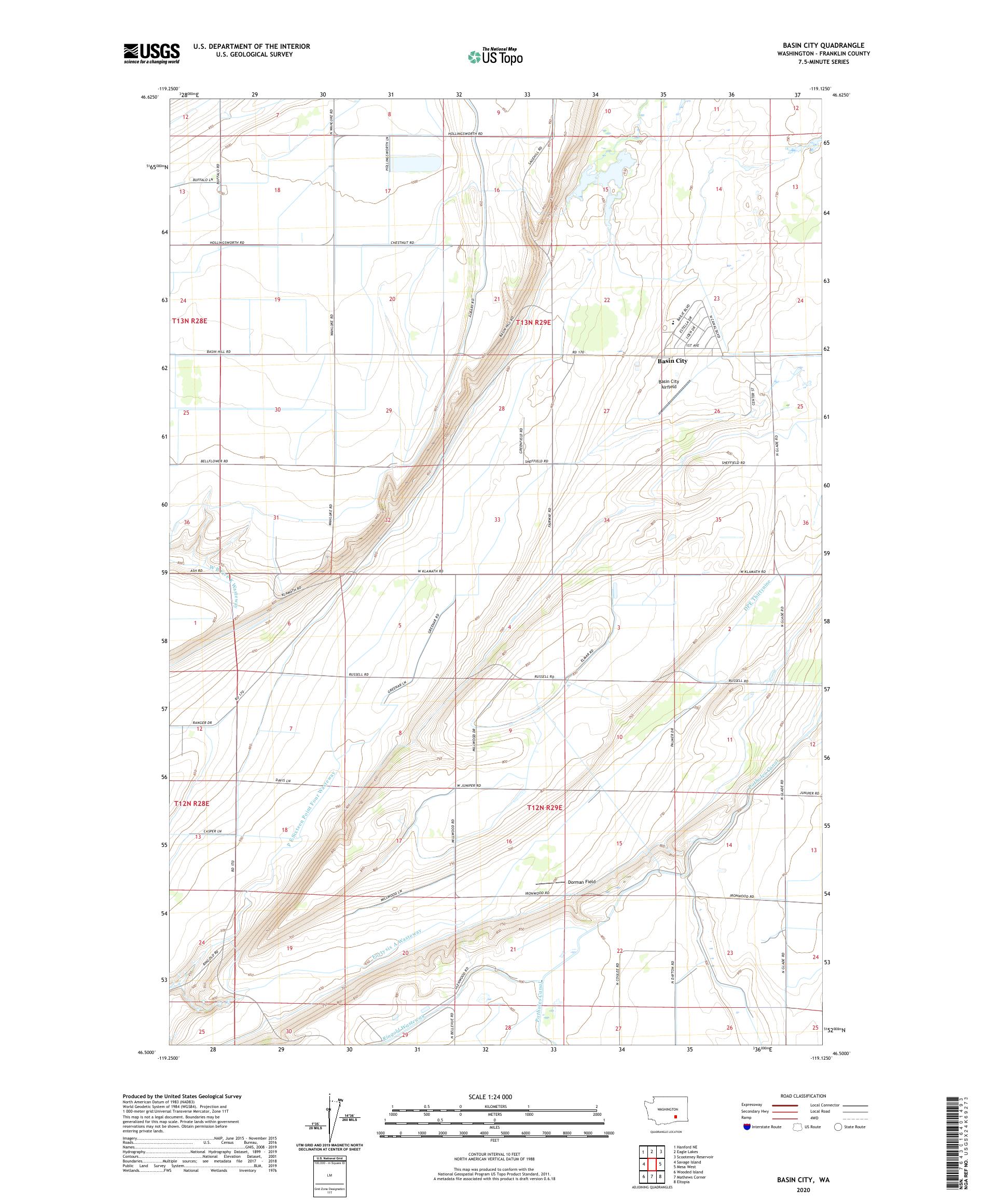 Basin City Washington US Topo Map – MyTopo Map Store