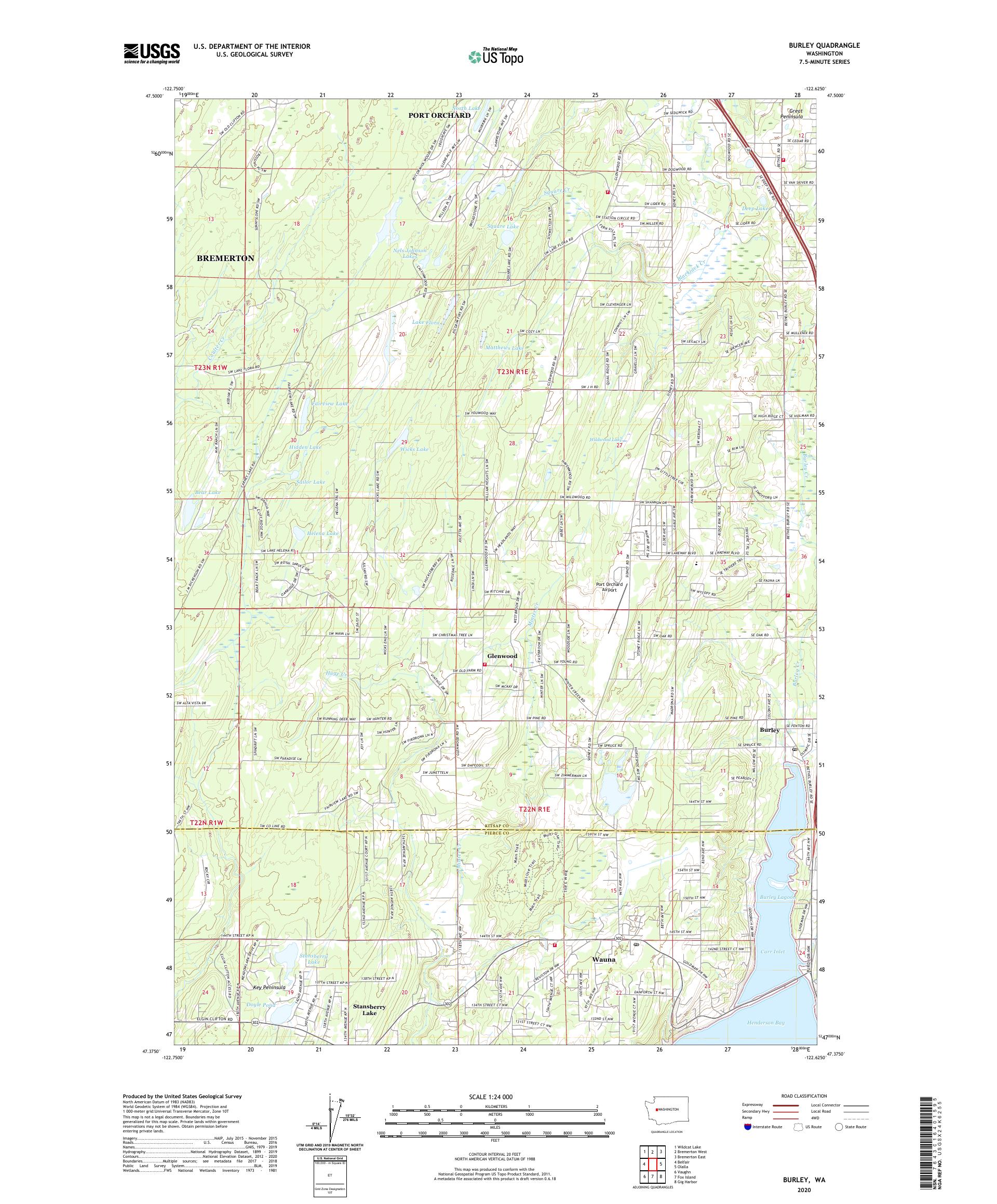 Burley Washington US Topo Map – MyTopo Map Store